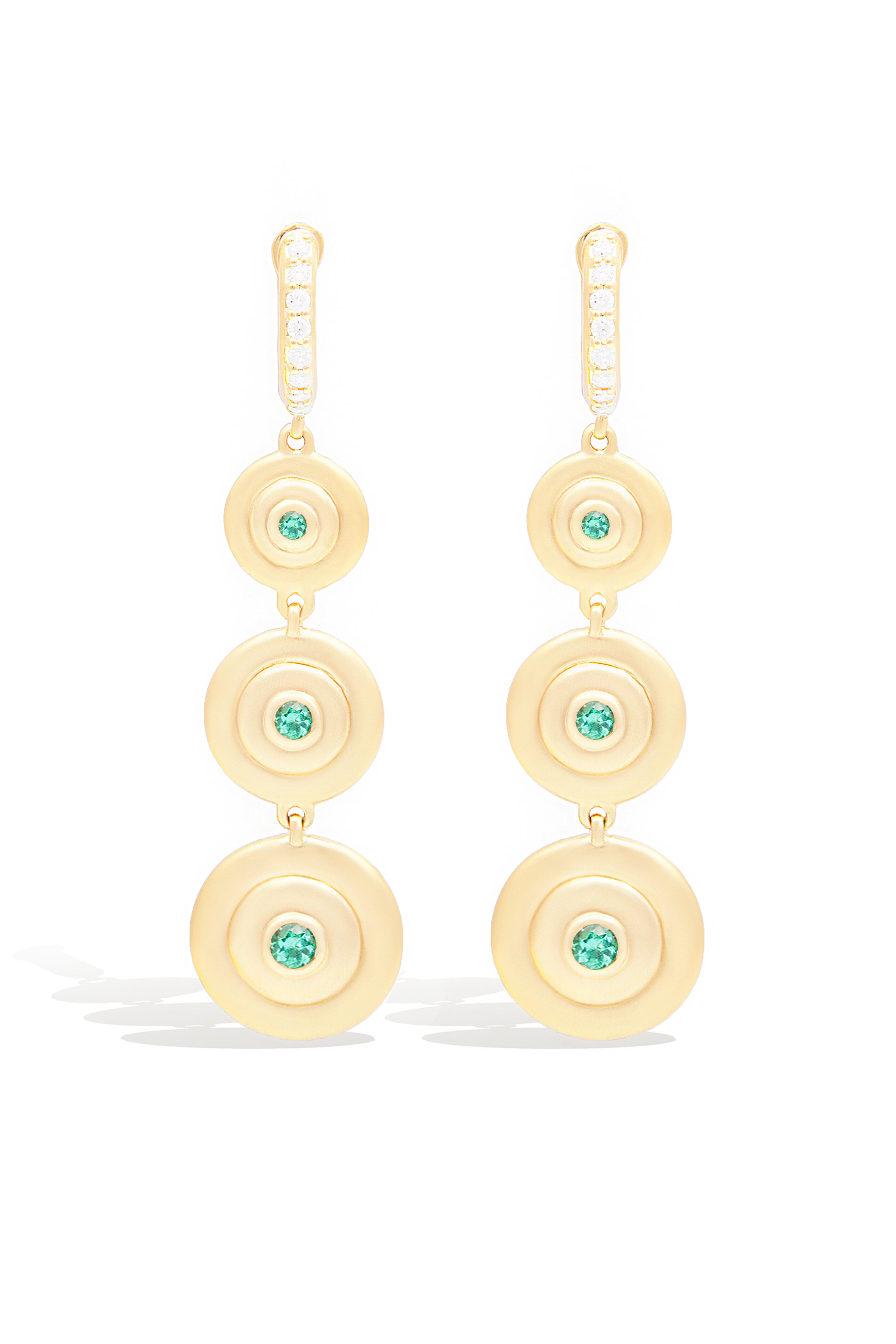 Campbell + Charlotte - 18K Evolve Emerald Triple Dangle Earrings