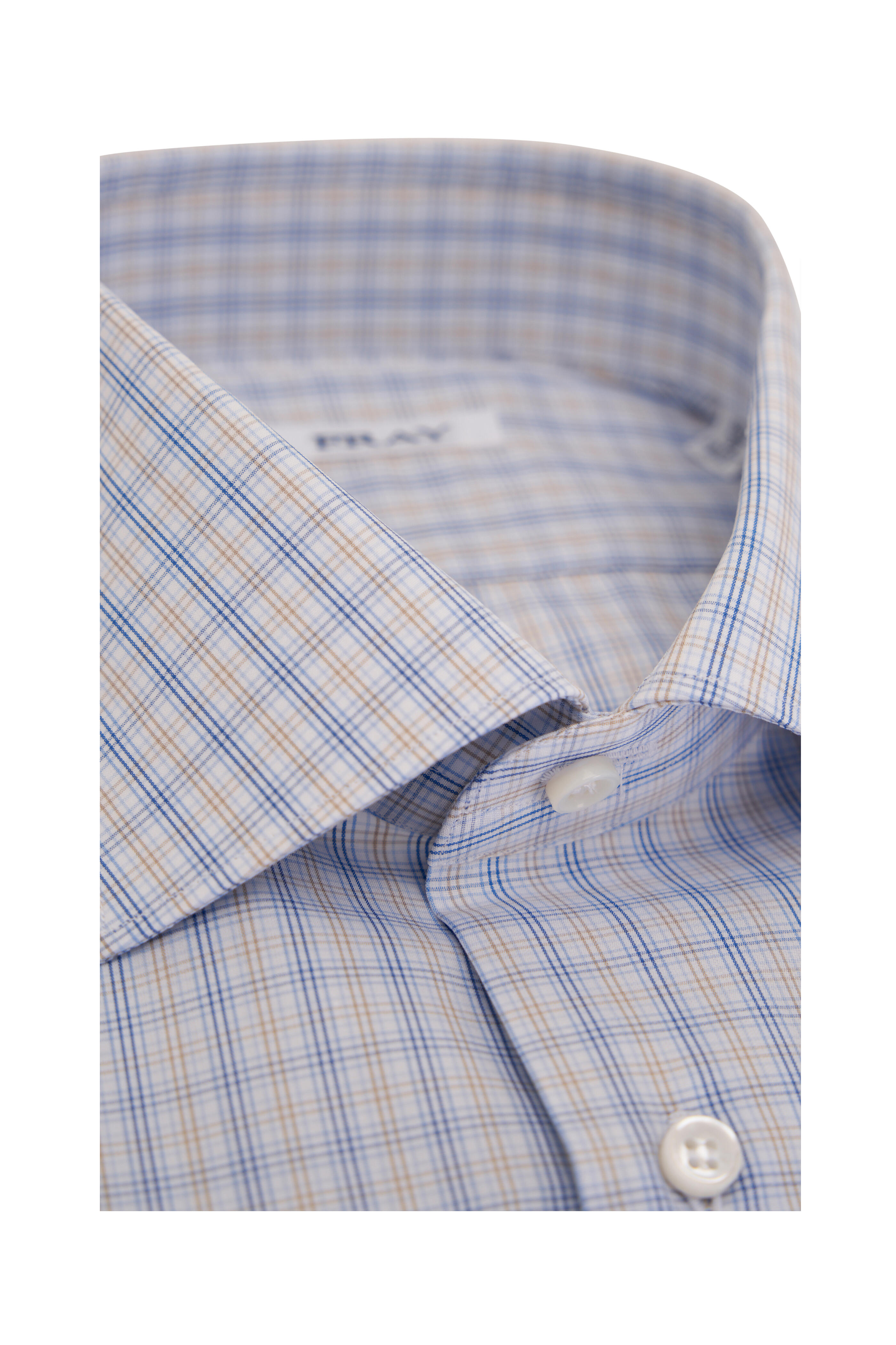 Fray - Blue Check Cotton Dress Shirt | Mitchell Stores
