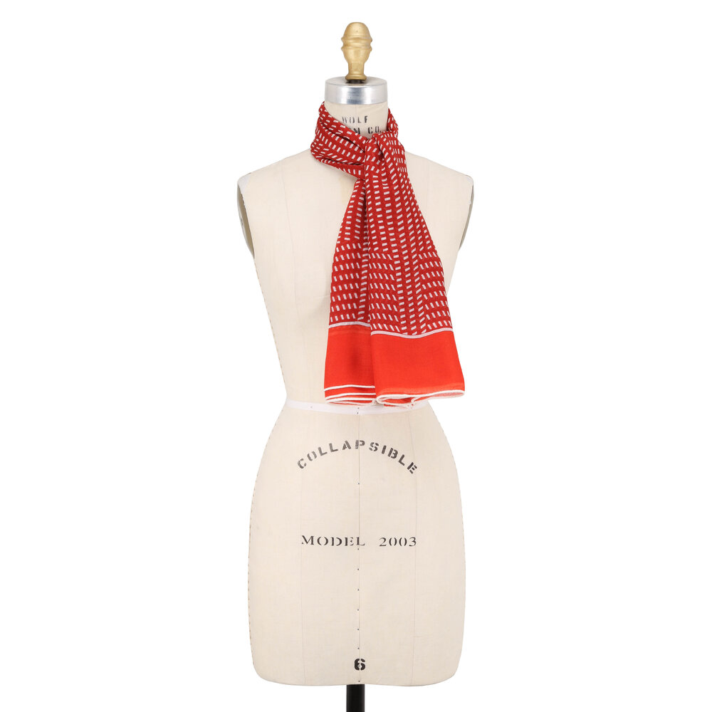 Loro Piana - Red Cashmere & Silk Rhythmic Dots Scarf