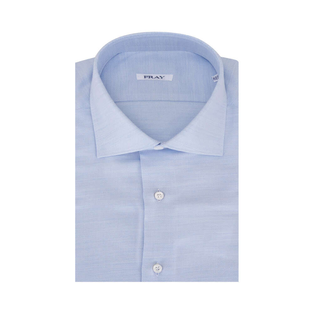 Fray - Solid Light Blue Cotton & Silk Dress Shirt