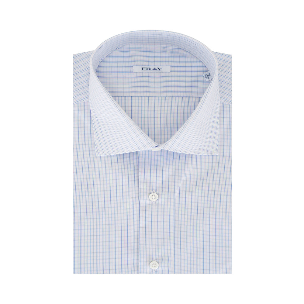 Fray - Blue & Pink Check Cotton Dress Shirt | Mitchell Stores