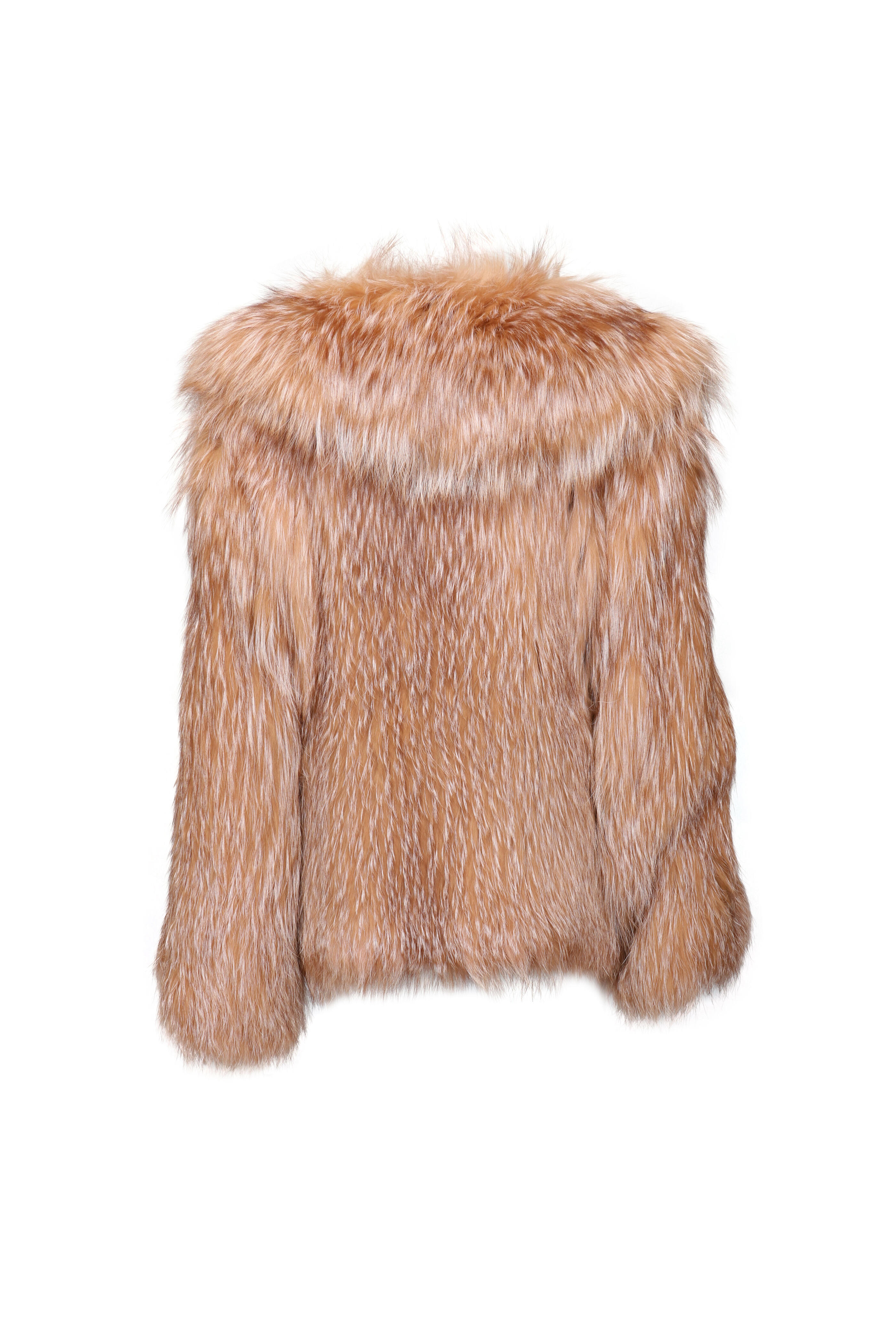 Diomi - Beige & Red Fur Jacket | Mitchell Stores