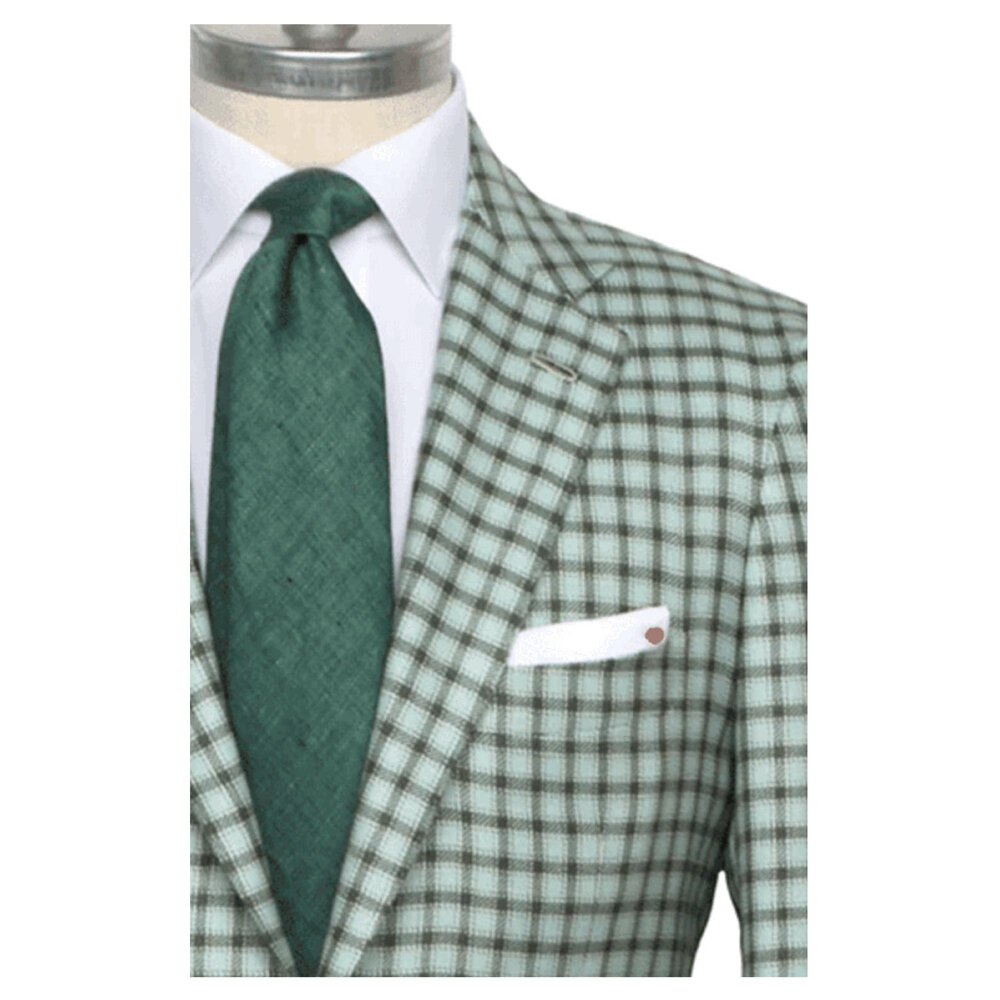Kiton - Green and Pale Blue Check Sportcoat | Mitchell Stores