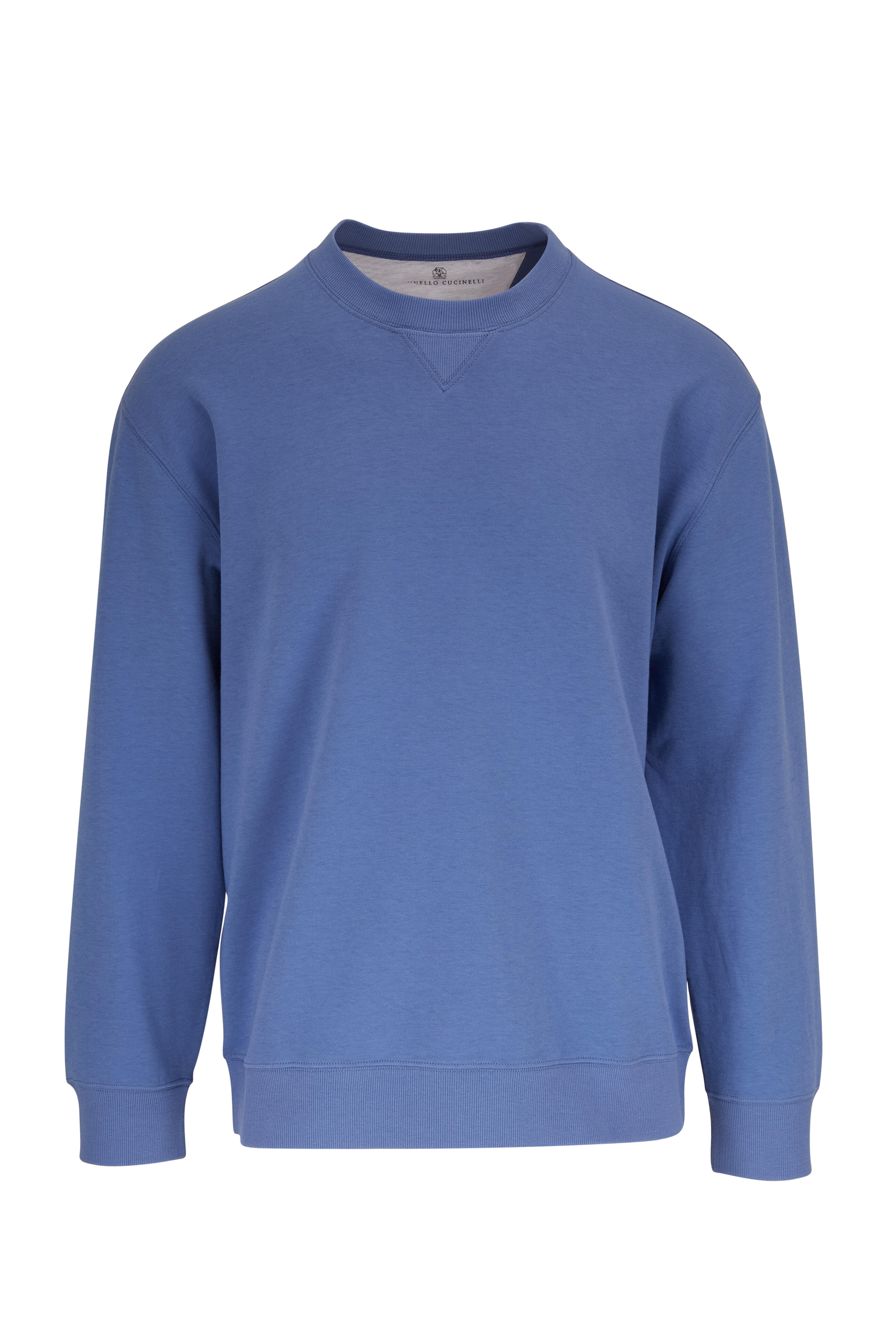 Brunello Cucinelli - Light Blue Cotton Crewneck Sweatshirt