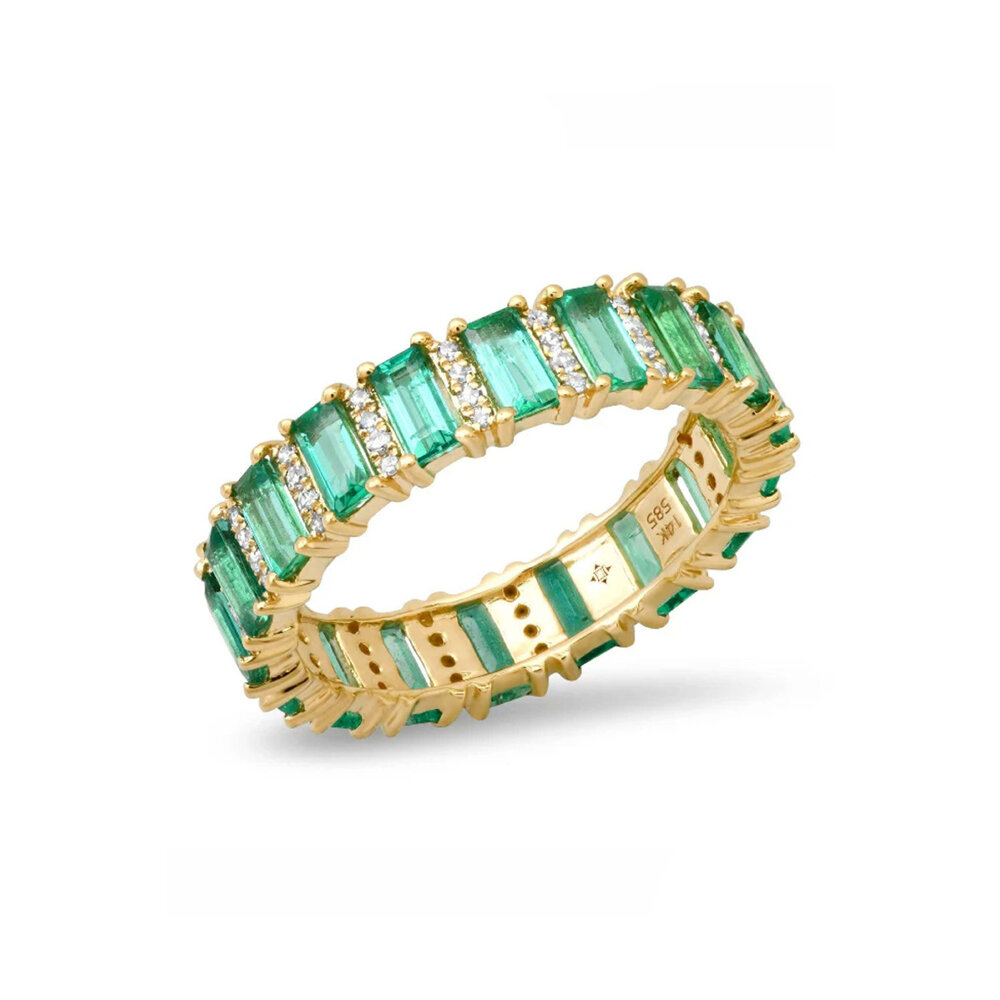 Samira 13 - Baguette Diamond and Emerald Eternity Ring