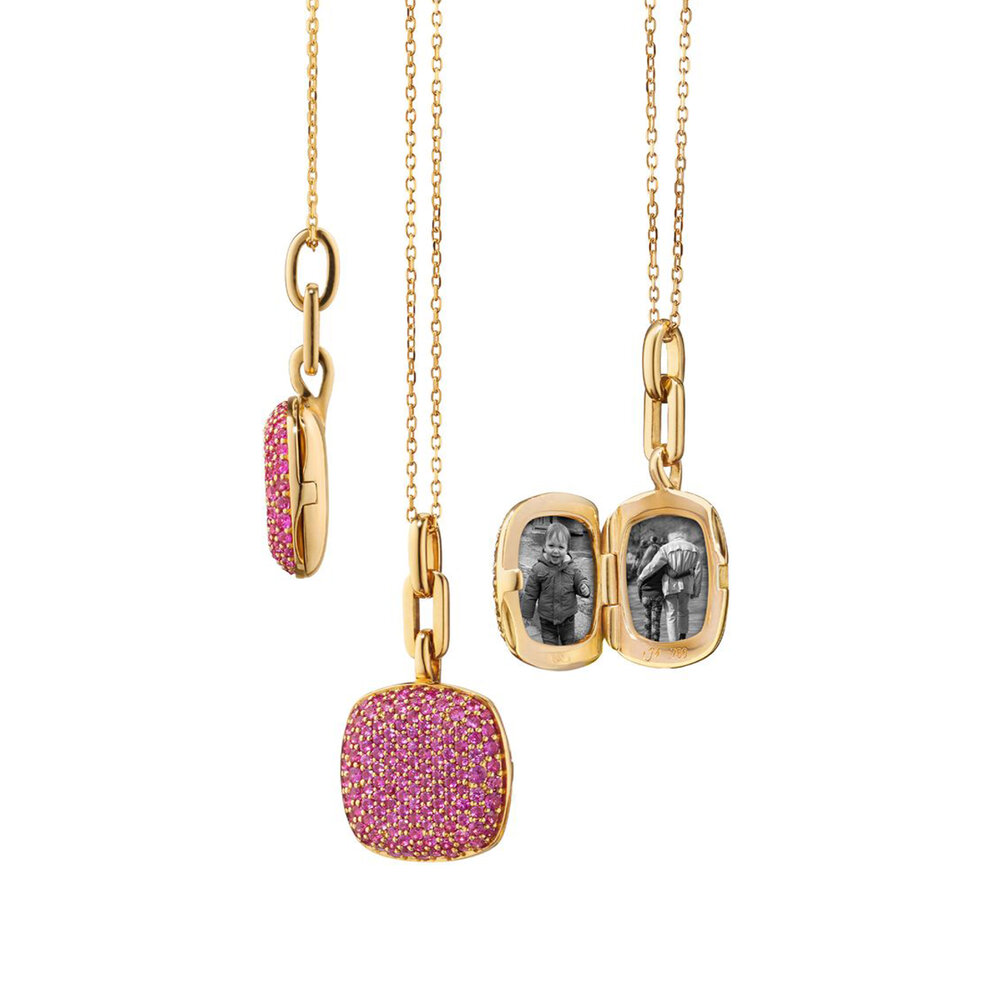 Monica Rich Kosann - Slim Rae Pink Sapphire Locket Necklace