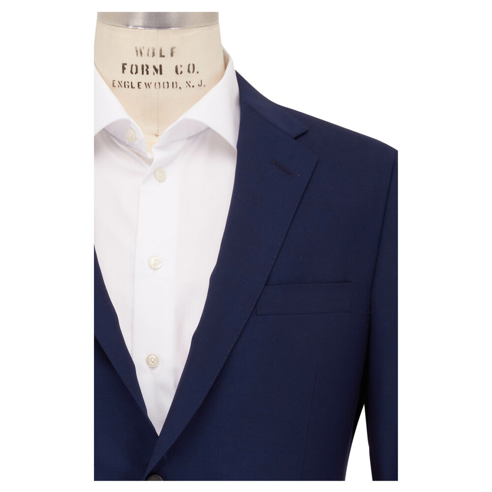 Samuelsohn - Solid Navy Blue Wool Suit | Mitchell Stores