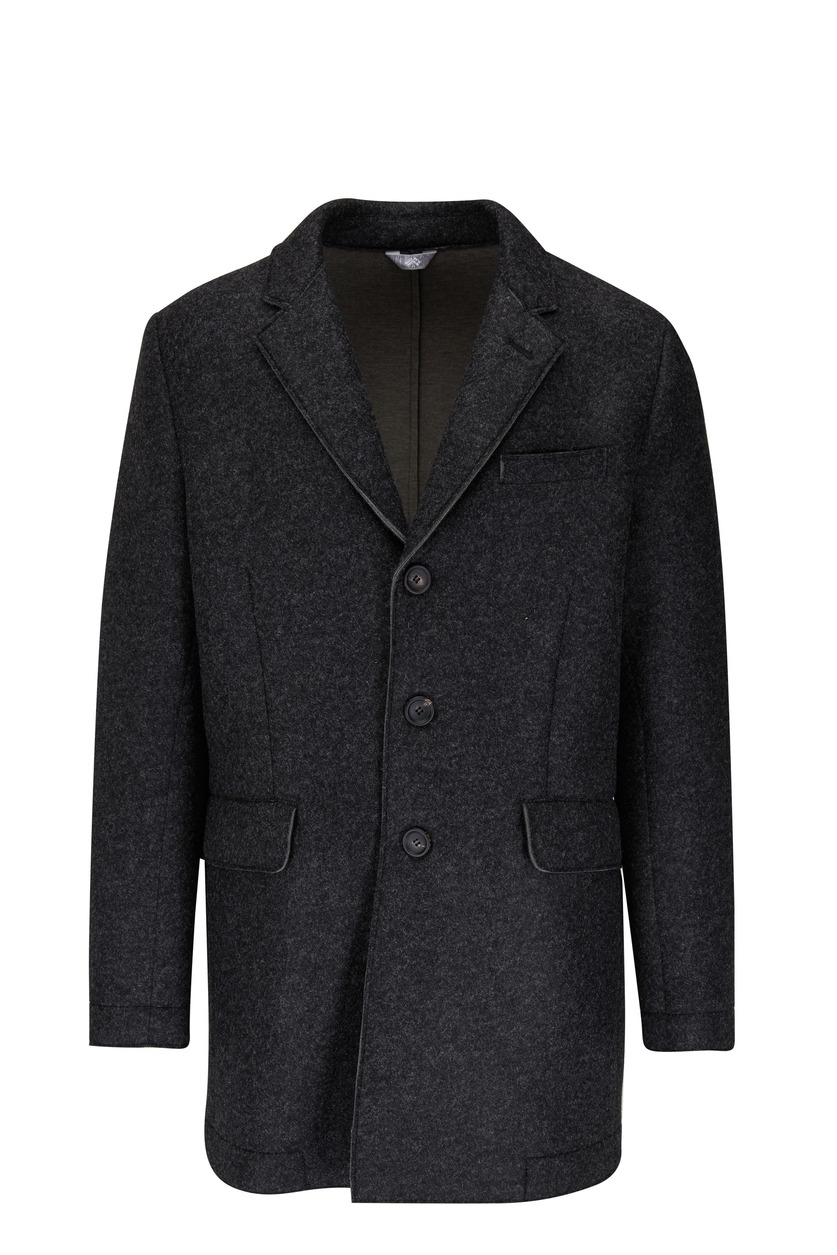 Fradi - Heather Charcoal Button Front Coat | Mitchell Stores