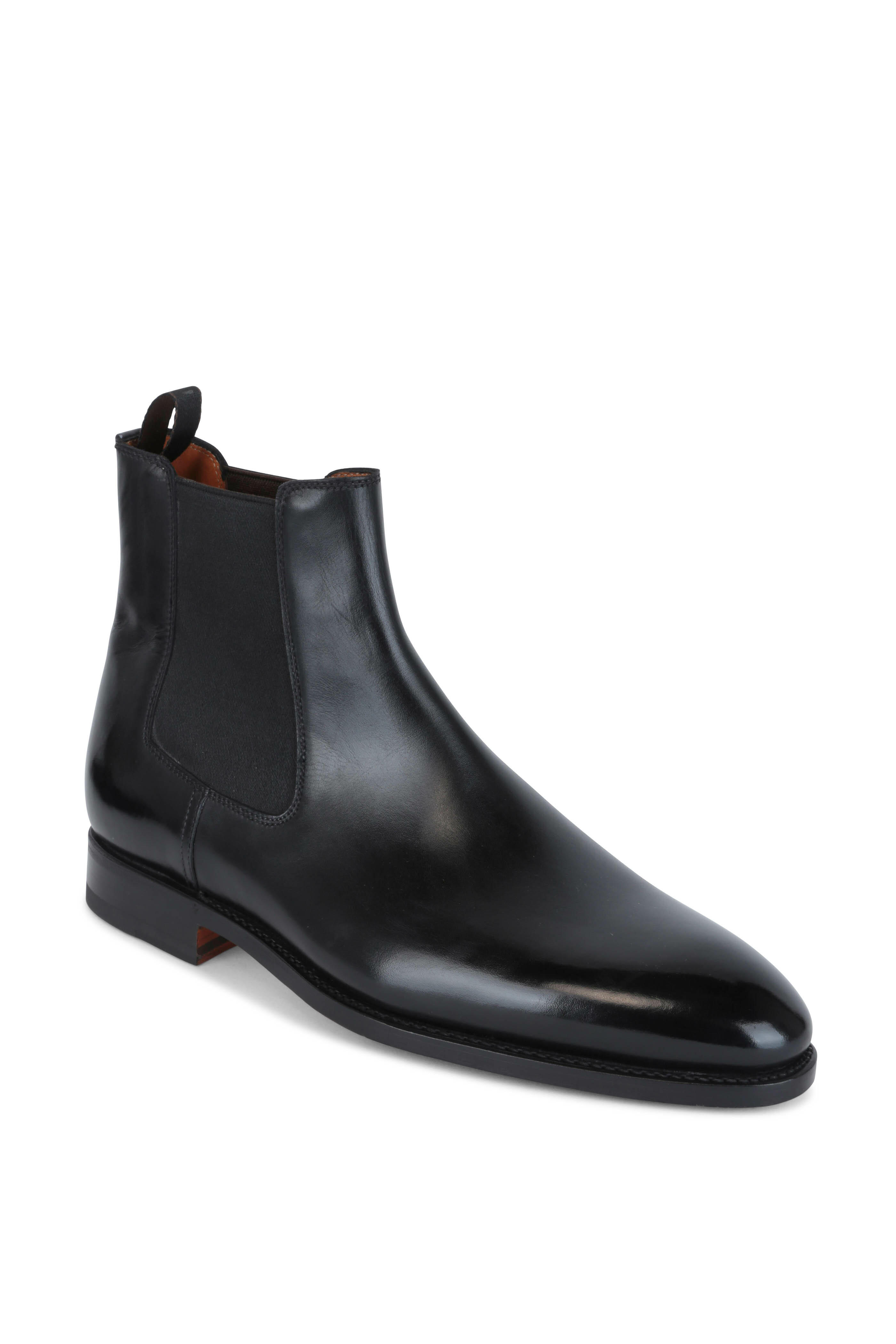 Bontoni - Cavaliere Black Leather Chelsea Boot | Mitchell Stores