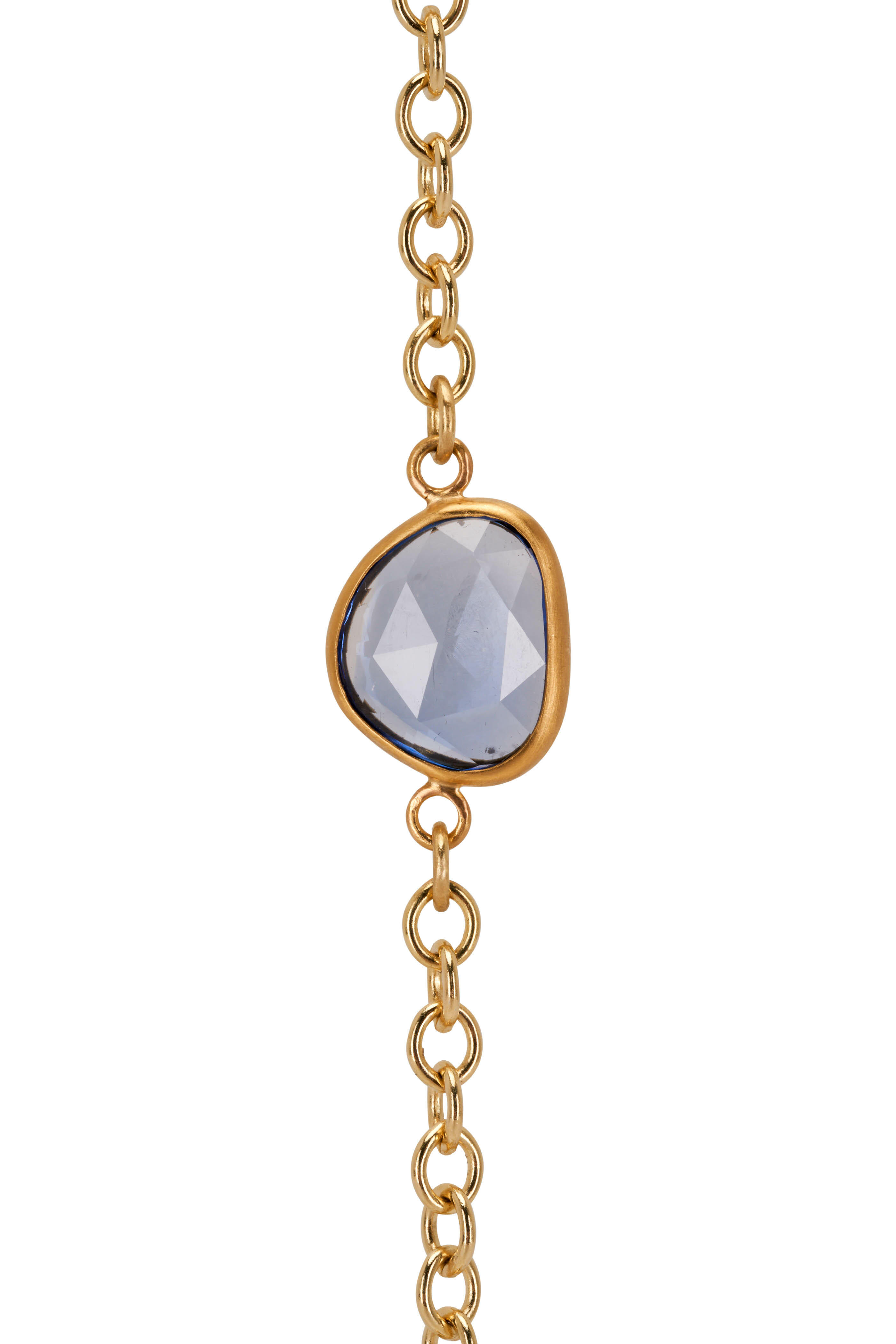 Caroline Ellen - Bezel Set Blue Sapphire Chain Bracelet