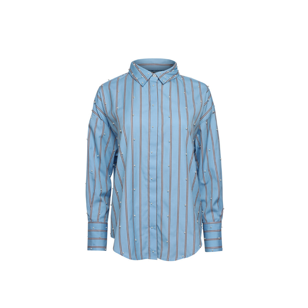 Theo The Label - Echo Pearly Retro Blue & Pearl Stripe Shirt