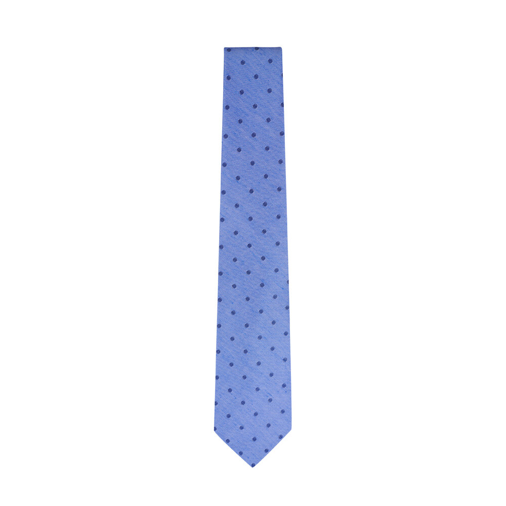 Kiton - Light Blue Dot Print Necktie | Mitchell Stores