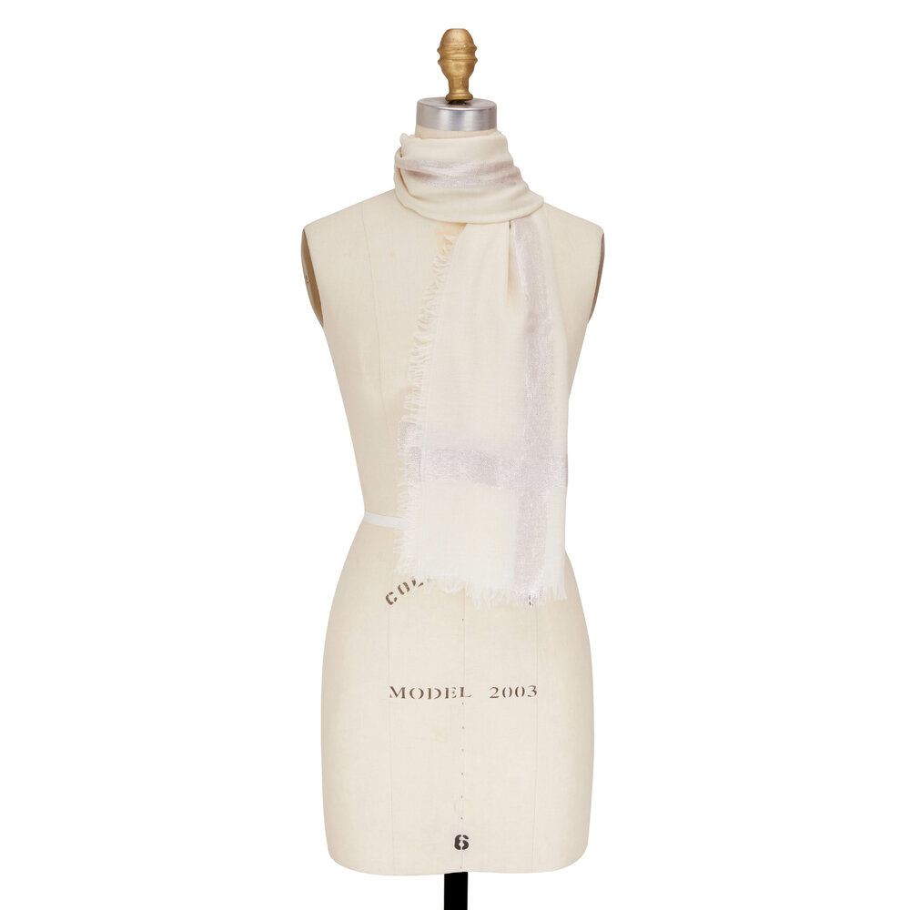 Loro Piana - Carre Quadrata White Evening Scarf | Mitchell Stores