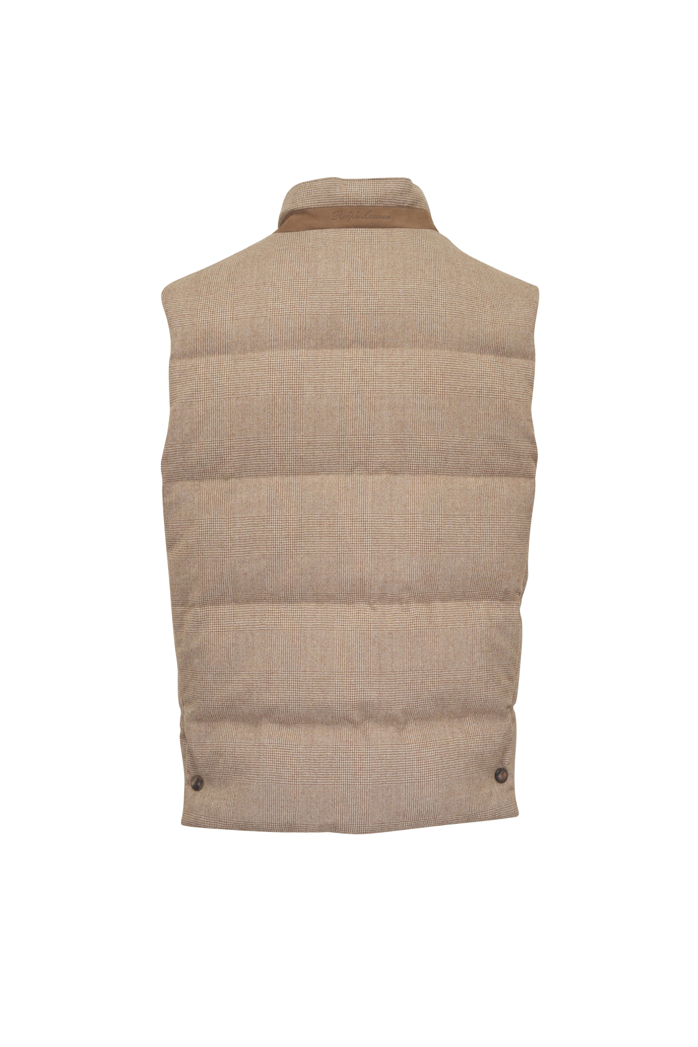 Ralph Lauren Purple Label - Light Brown Glen Plaid Wool Down Vest