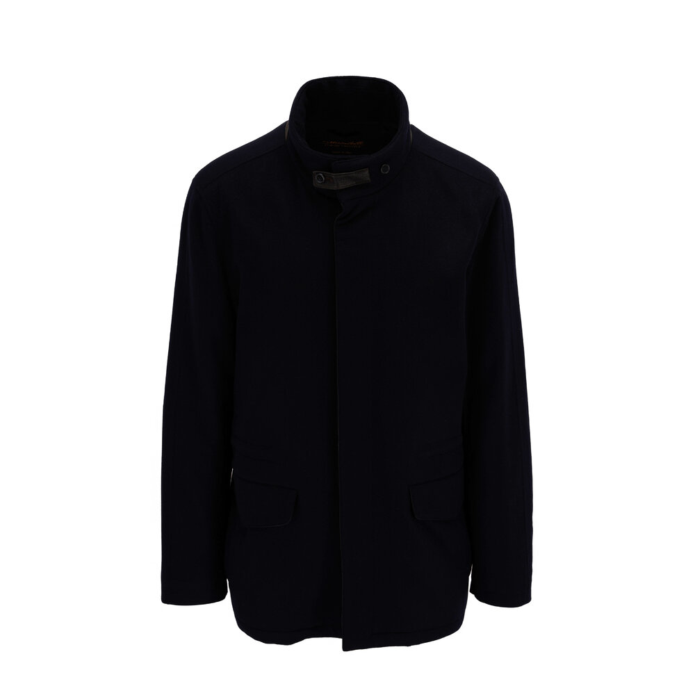 Mandelli - Navy Wool & Cashmere Coat | Mitchell Stores