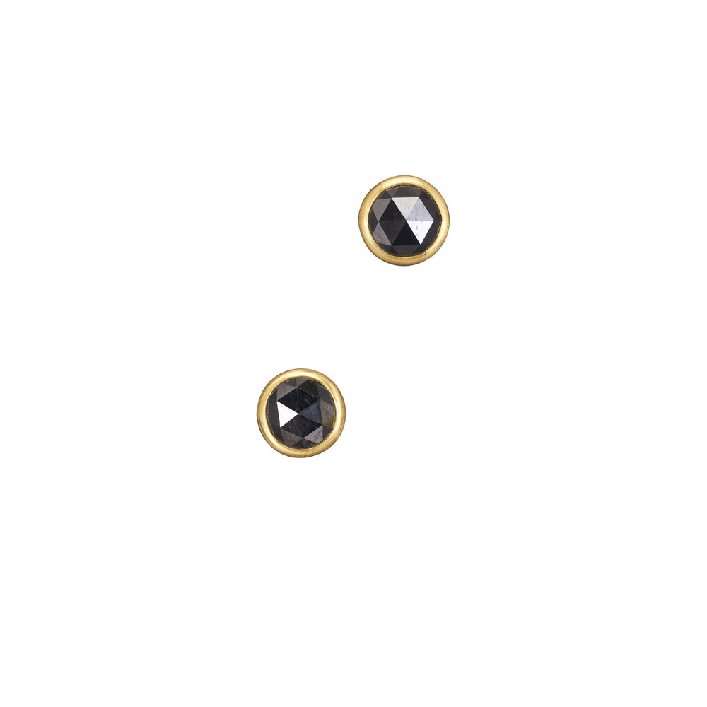 Caroline Ellen - Yellow Gold Black 1.51 ct Diamond Stud