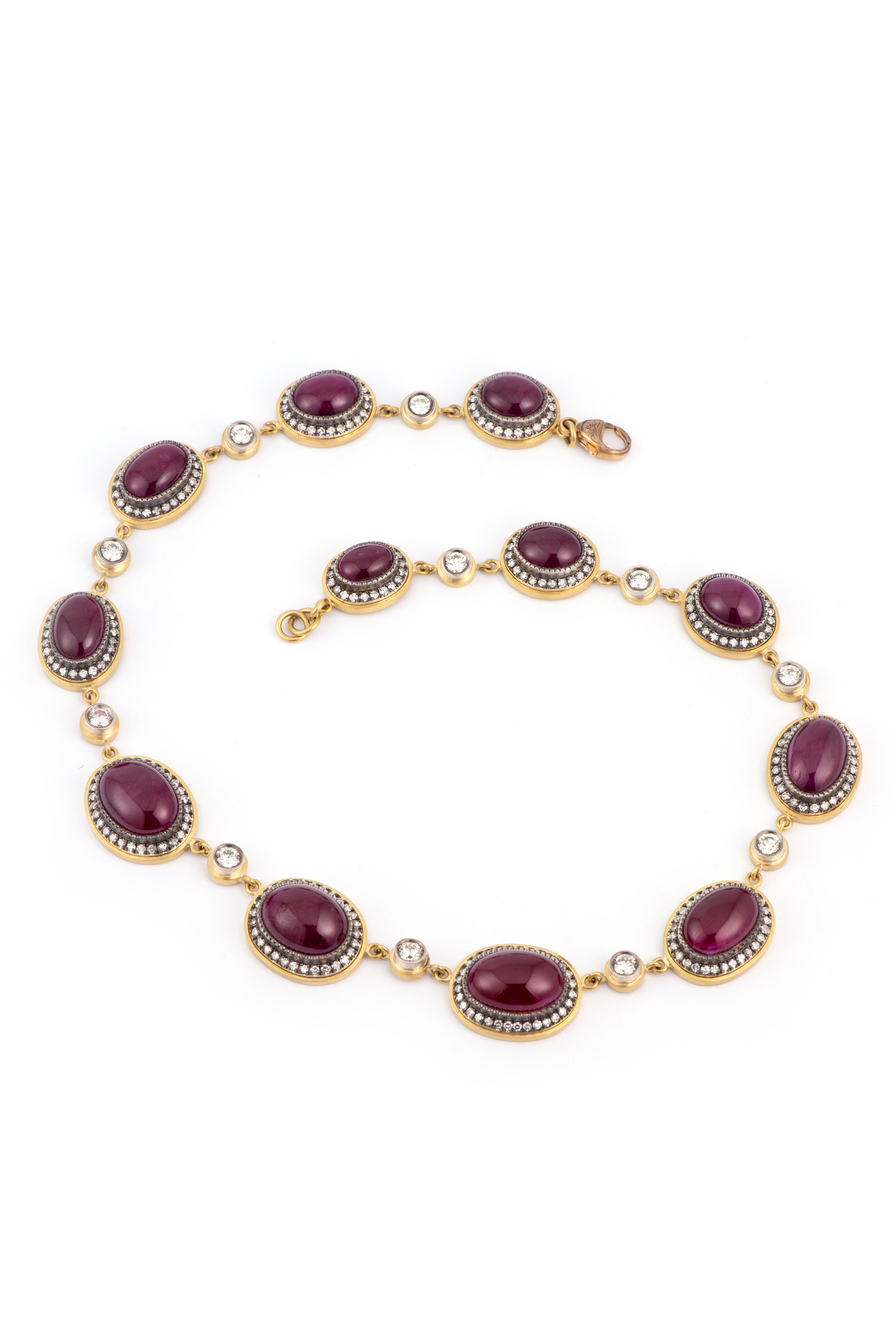 Sylva & Cie - 18k Yellow Gold Diamond & Ruby Necklace