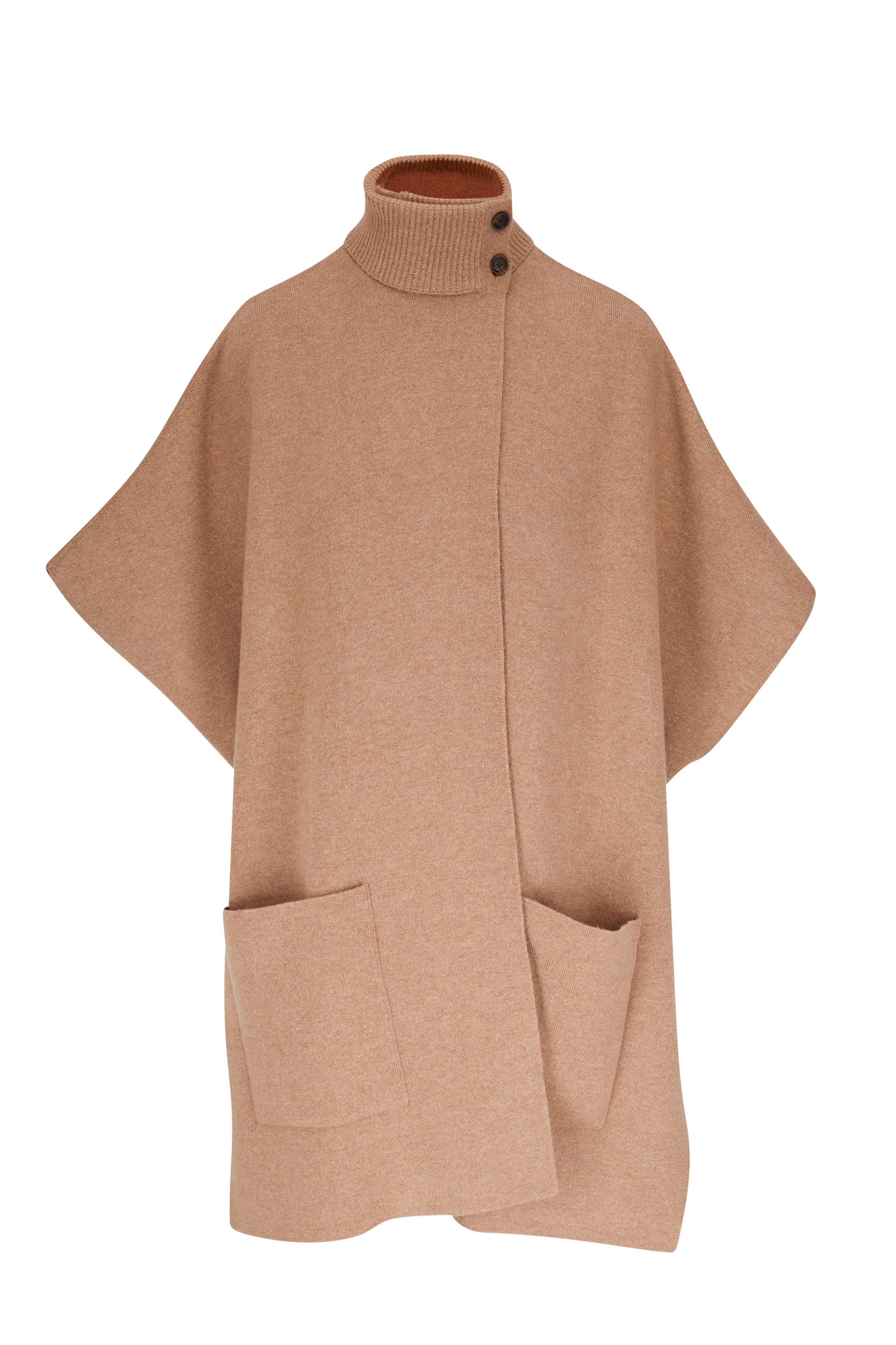 Akris - Camel & Brown Reversible Knit Cape | Mitchell Stores