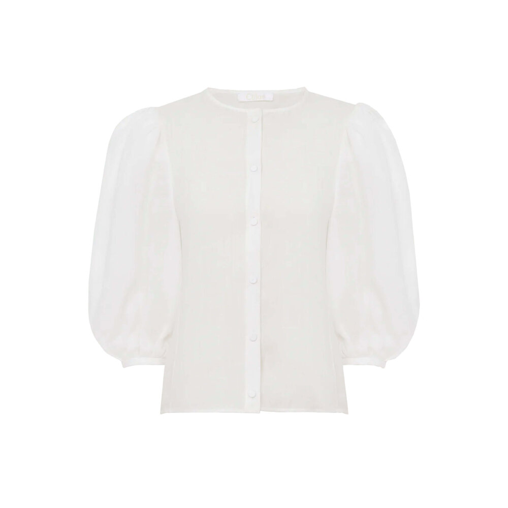 Chloé - White Balloon Sleeve Blouse | Mitchell Stores