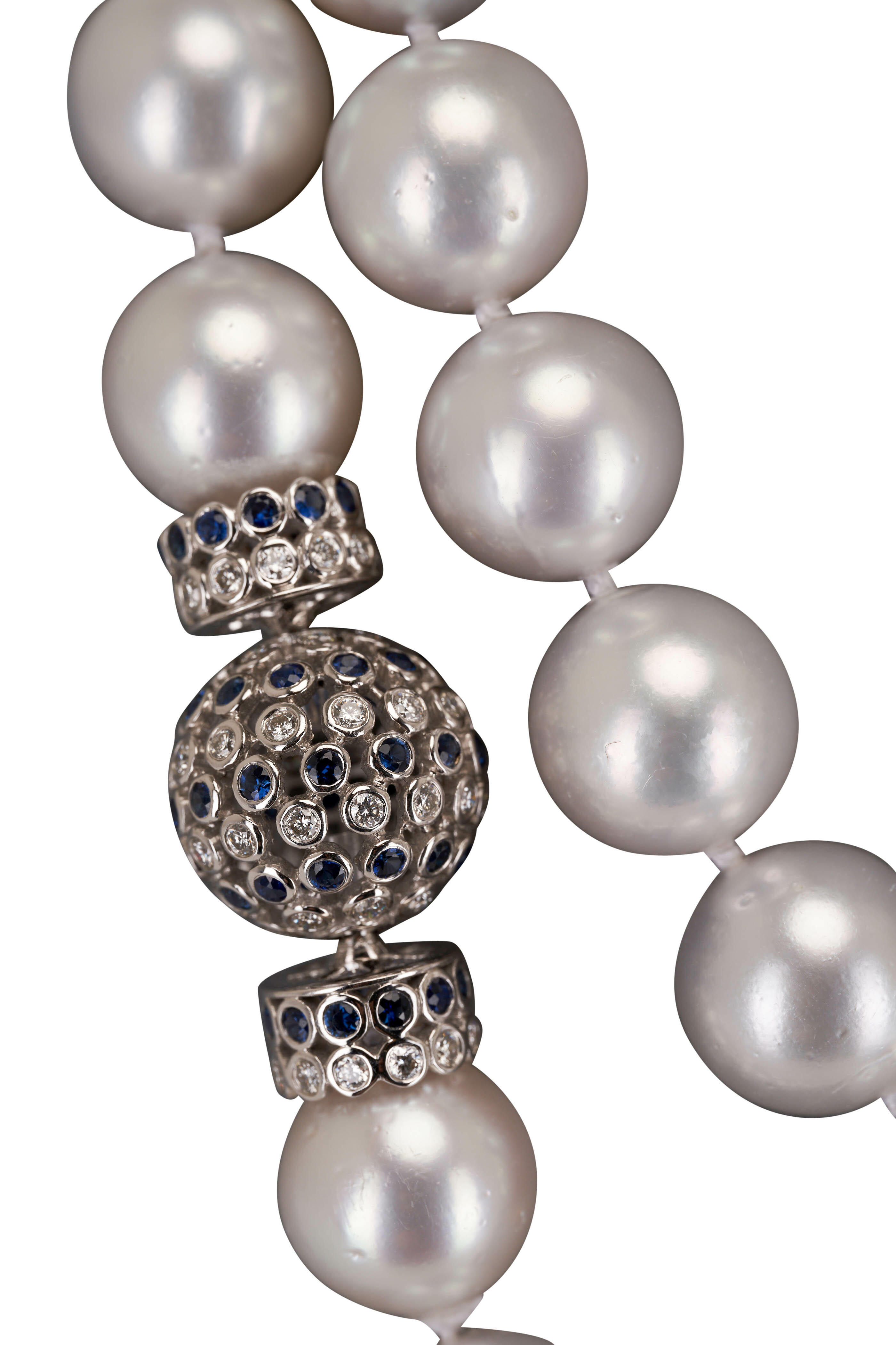 Cairo - South Sea Pearl Diamond & Sapphire Opera Necklace
