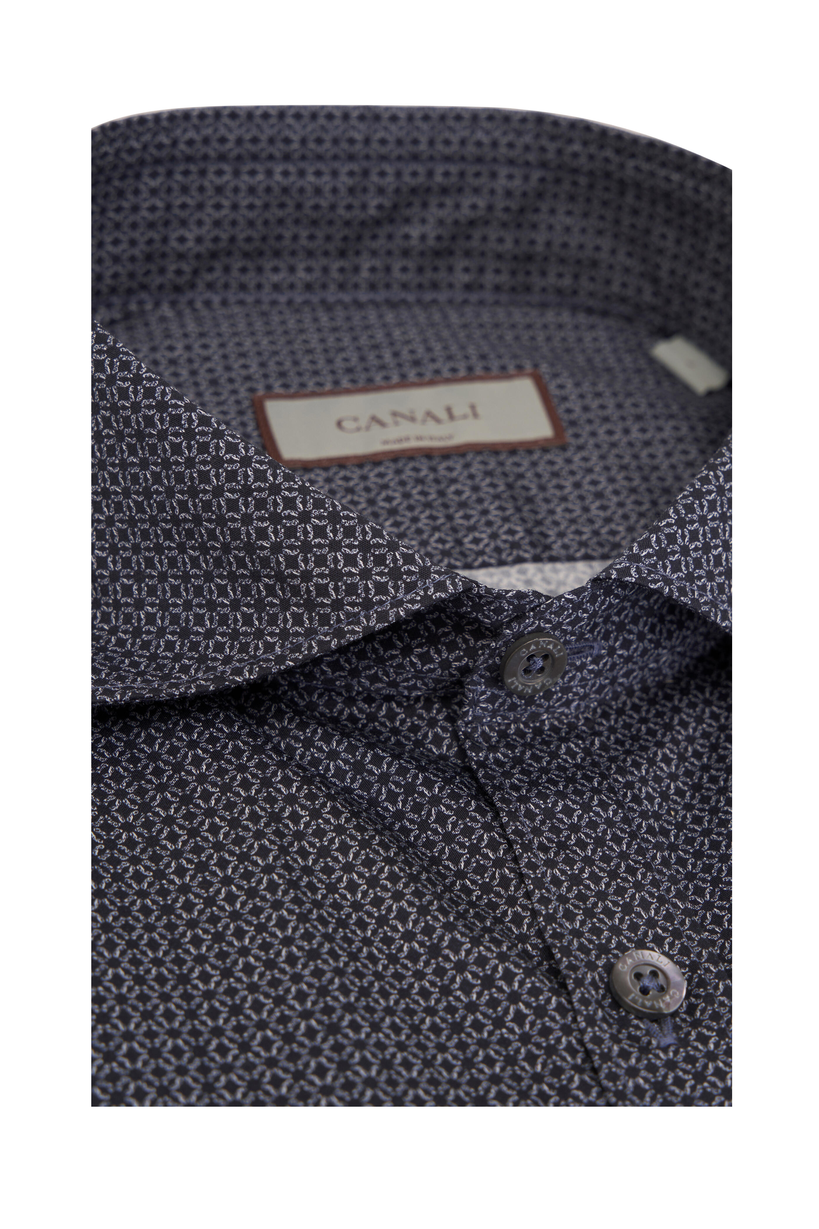 Canali - Navy Printed Sport Shirt | Mitchell Stores