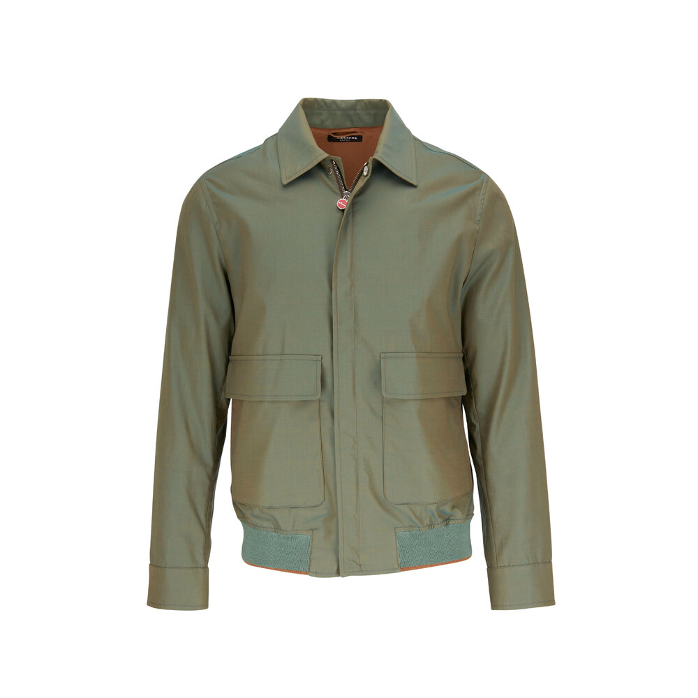Kiton - Iridescent Green Cotton Bomber | Mitchell Stores