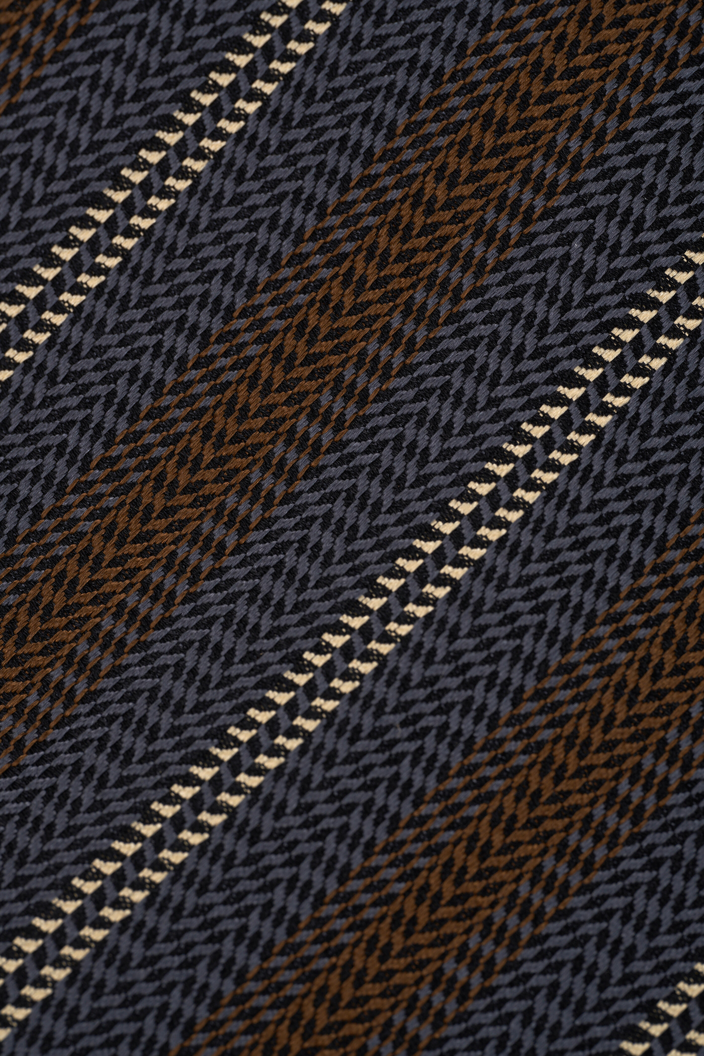 Brioni - Gray & Brown Striped Silk Necktie | Mitchell Stores