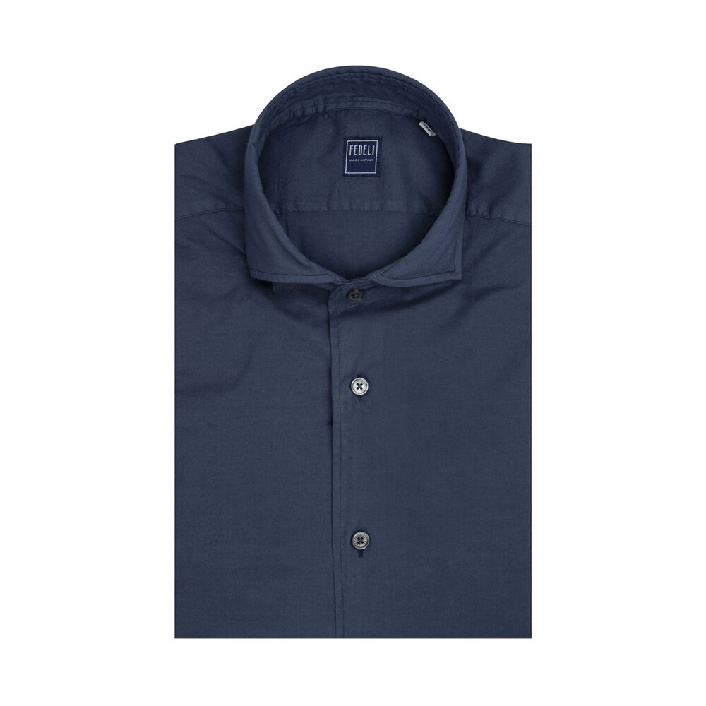 Fedeli - Navy Sean Panamino Dress Shirt | Mitchell Stores