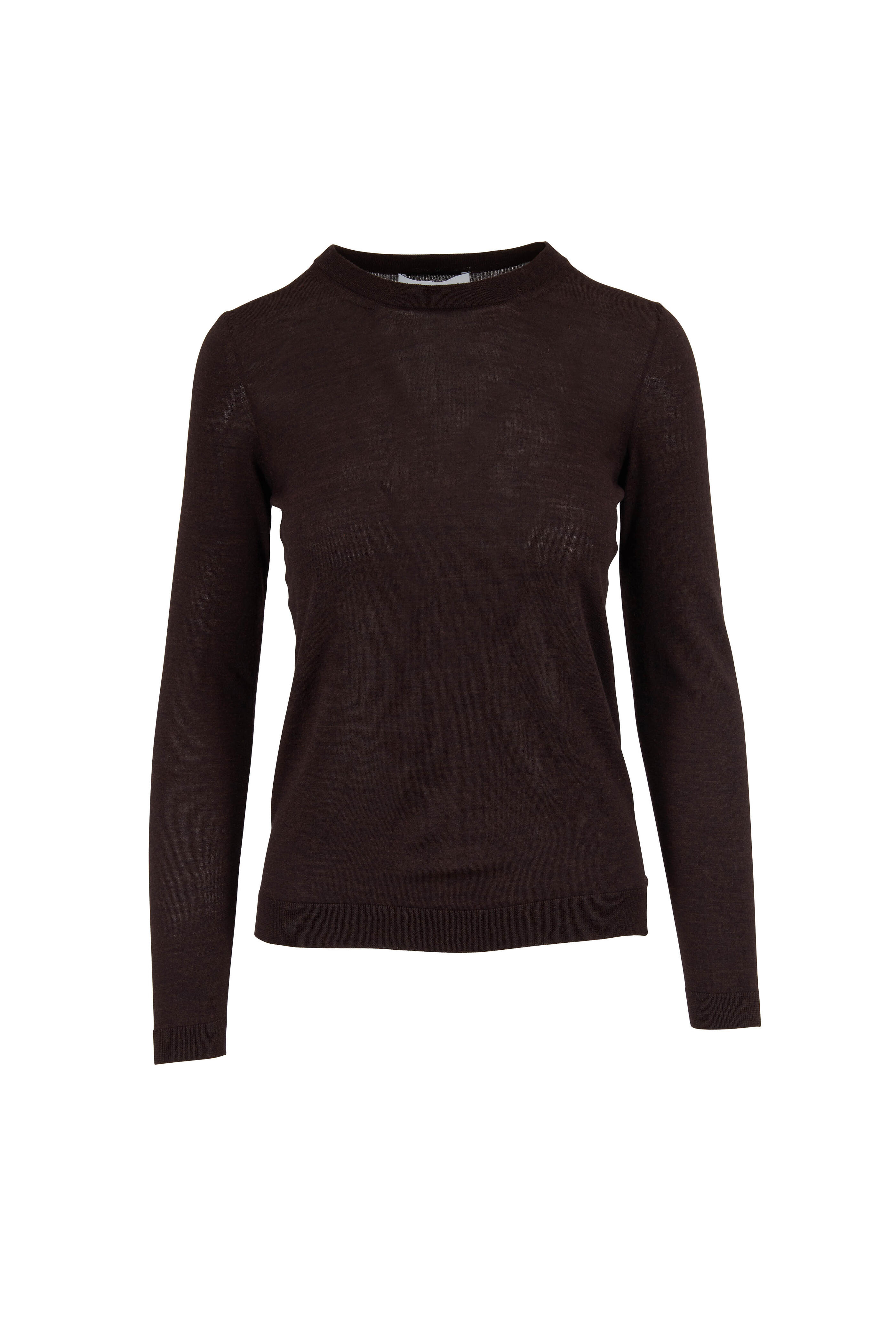 Partow - Cocoa Melange Wool Crop Crewneck Sweater
