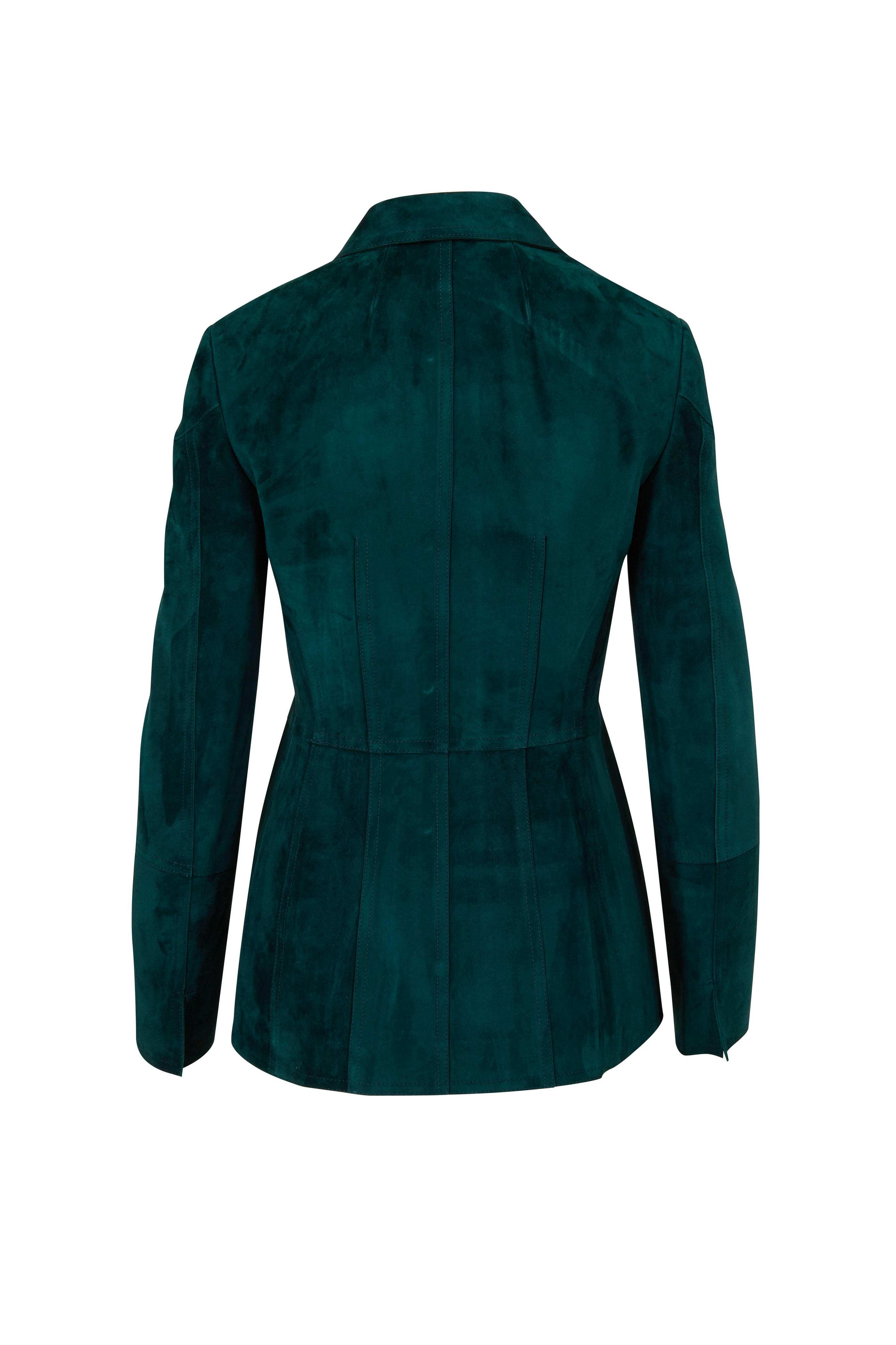 Akris - Green Suede Fitted Jacket | Mitchell Stores