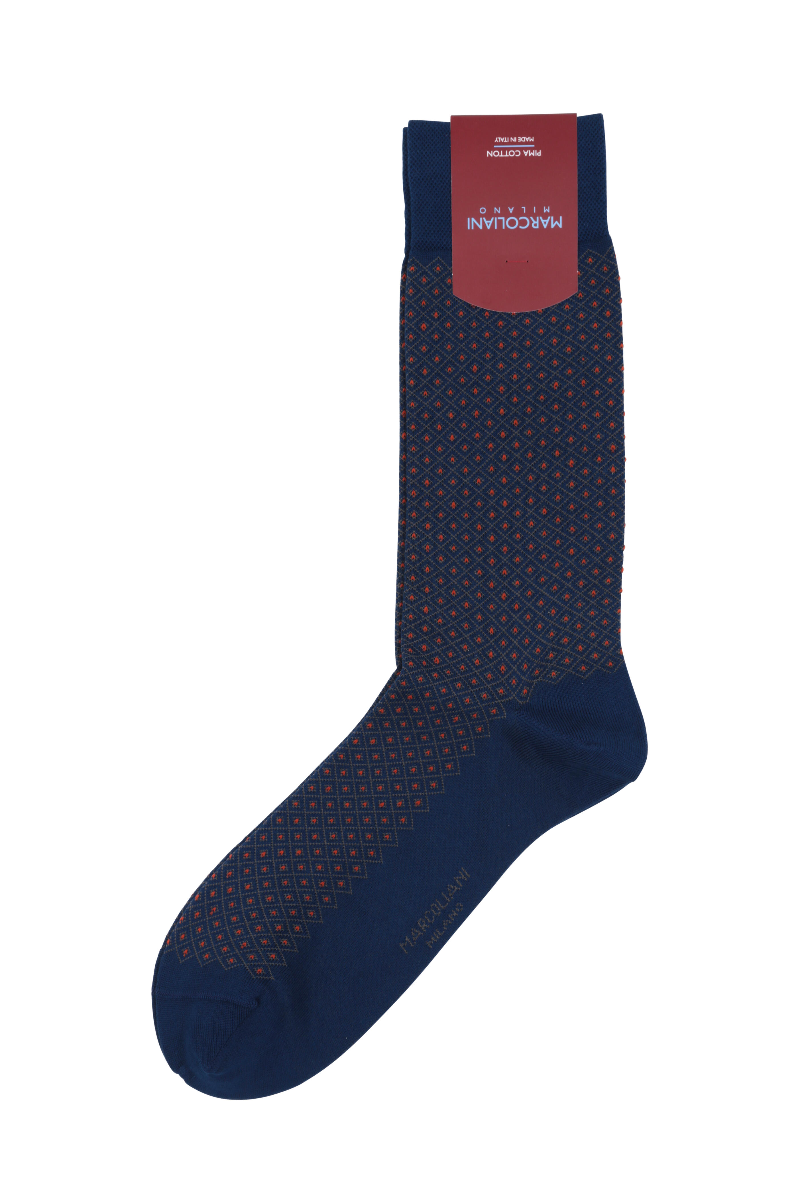 Marcoliani - Blue & Red Basket Pinpoint Socks | Mitchell Stores