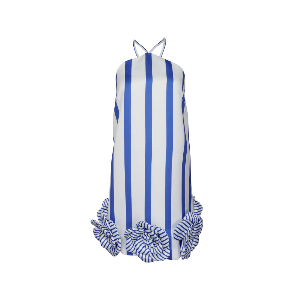 Leo Lin - Suzy Navy Stripe Halterneck Mini Dress