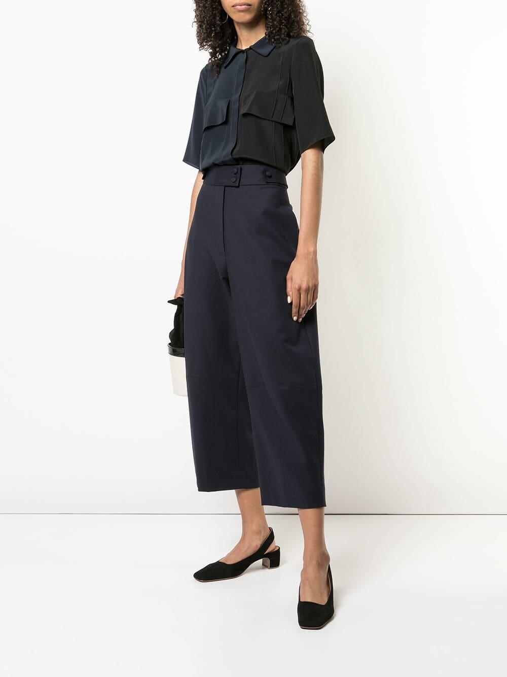 Partow - Navy & Black Bi-Color Silk Blouse | Mitchell Stores