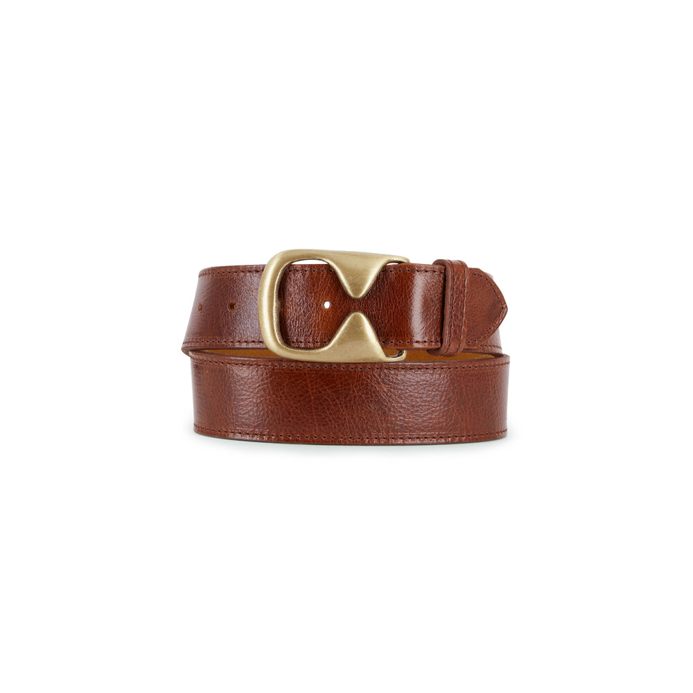 Kim White - Cognac Leather Organic Buckle Belt | Mitchell Stores