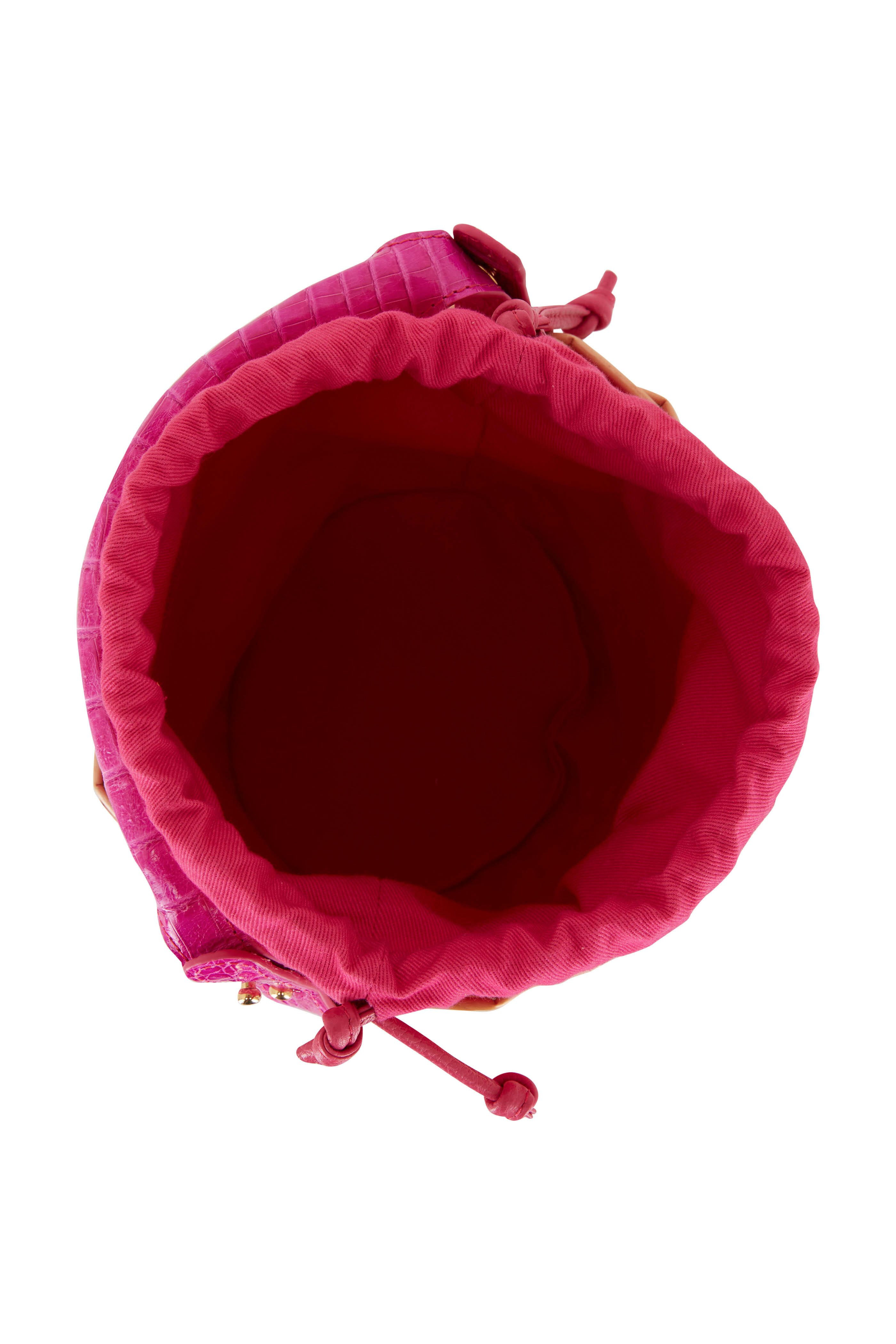 Maria Oliver - Monica Fuschia Python Drawstring Basket Bag