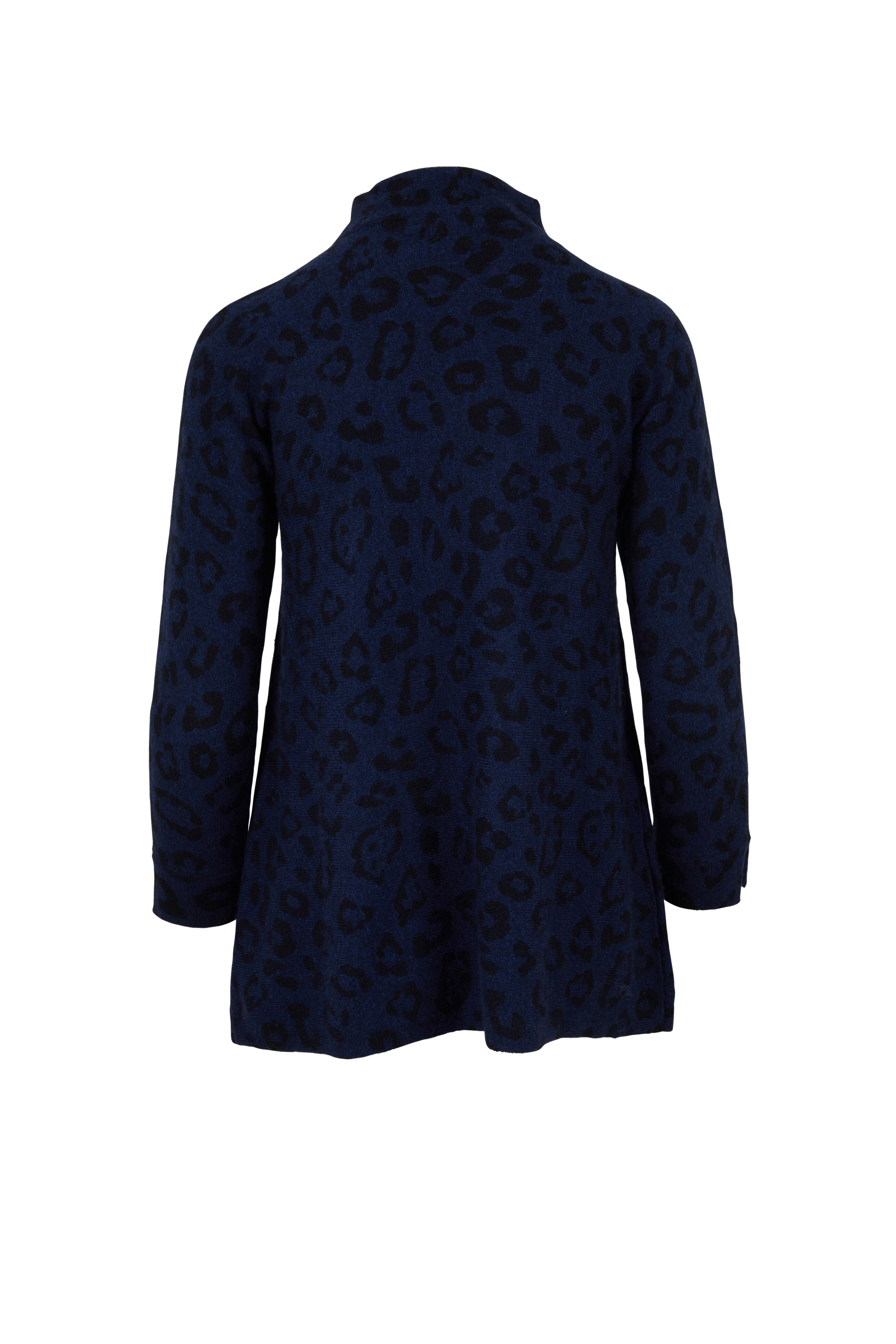 Kinross - Inkwell Cashmere Leopard Print Funnel Neck Sweater