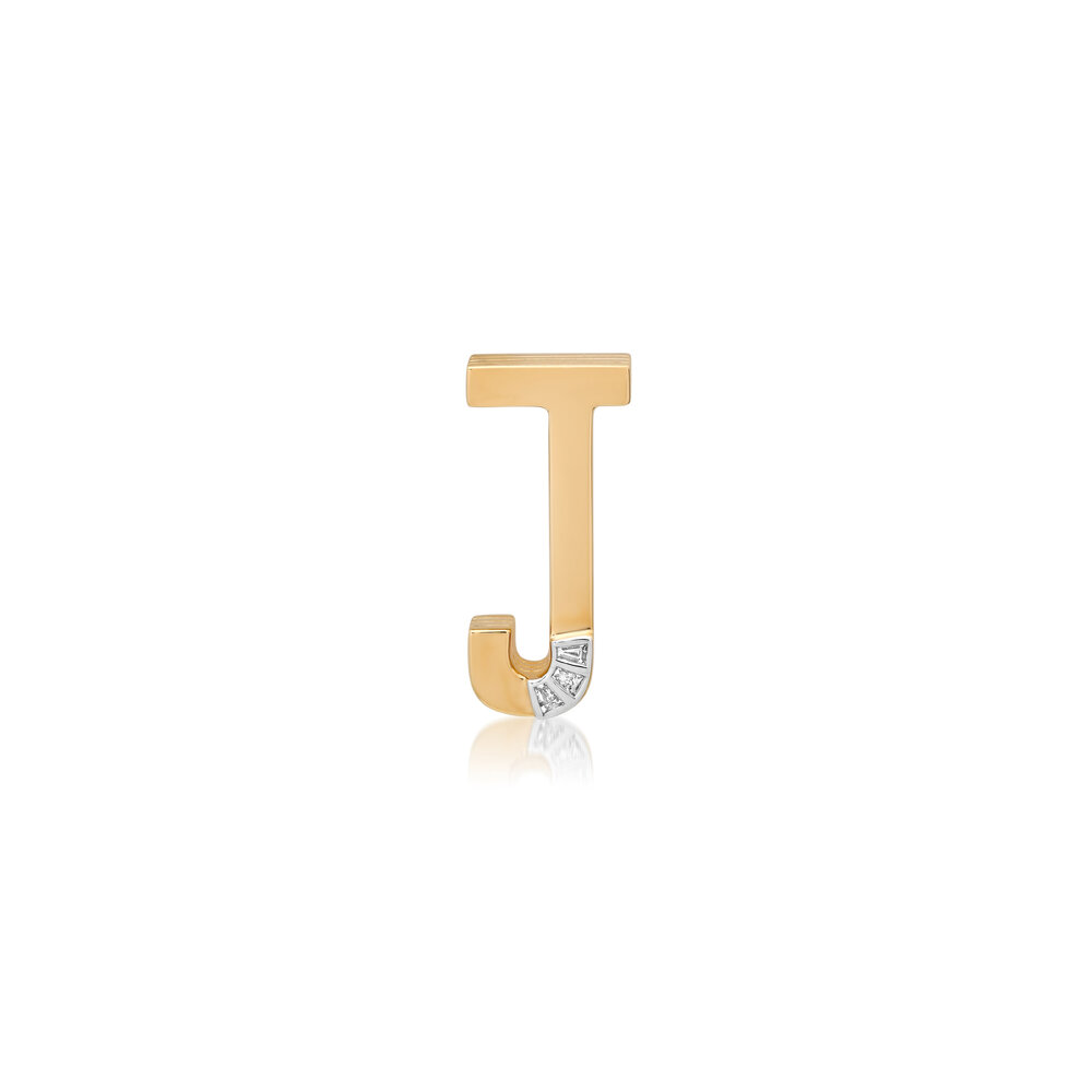 Helena Rose - 14k Yellow Gold Slide-On Grandsize Ribbed "J"