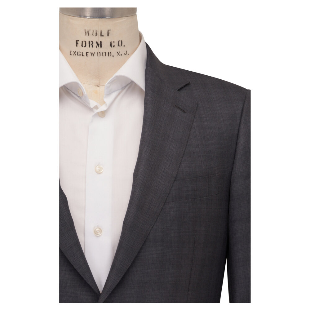 Canali - Gray Plaid Wool & Silk Suit | Mitchell Stores
