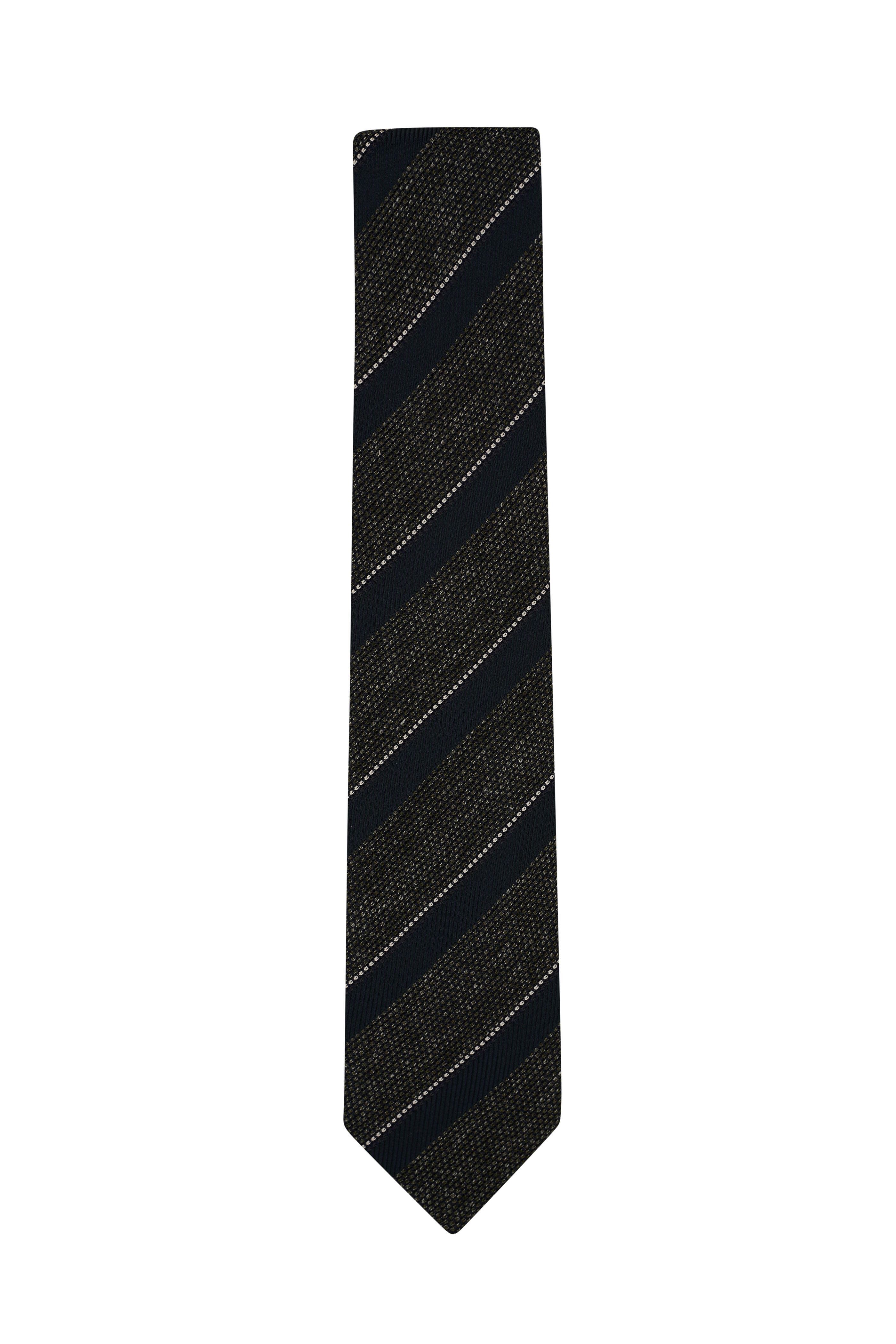 Brioni - Gray & Navy Textured Silk Blend Necktie