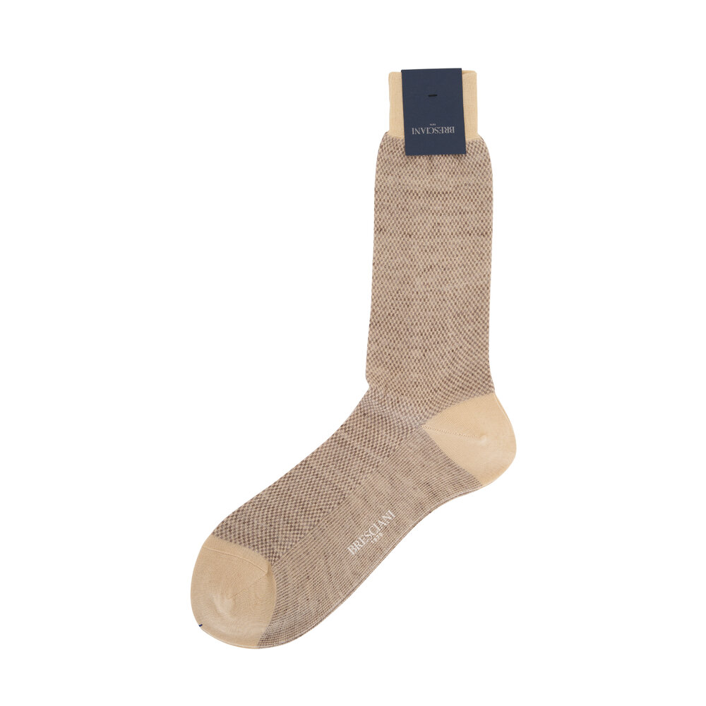 Bresciani srl - Beige Houndstooth Cotton & Linen Socks