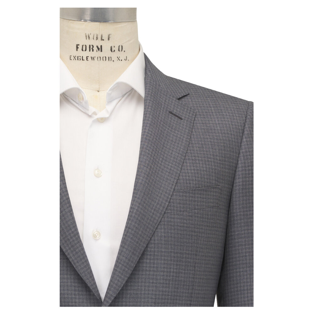 Canali - Light Gray Summer Check Wool & Silk Suit