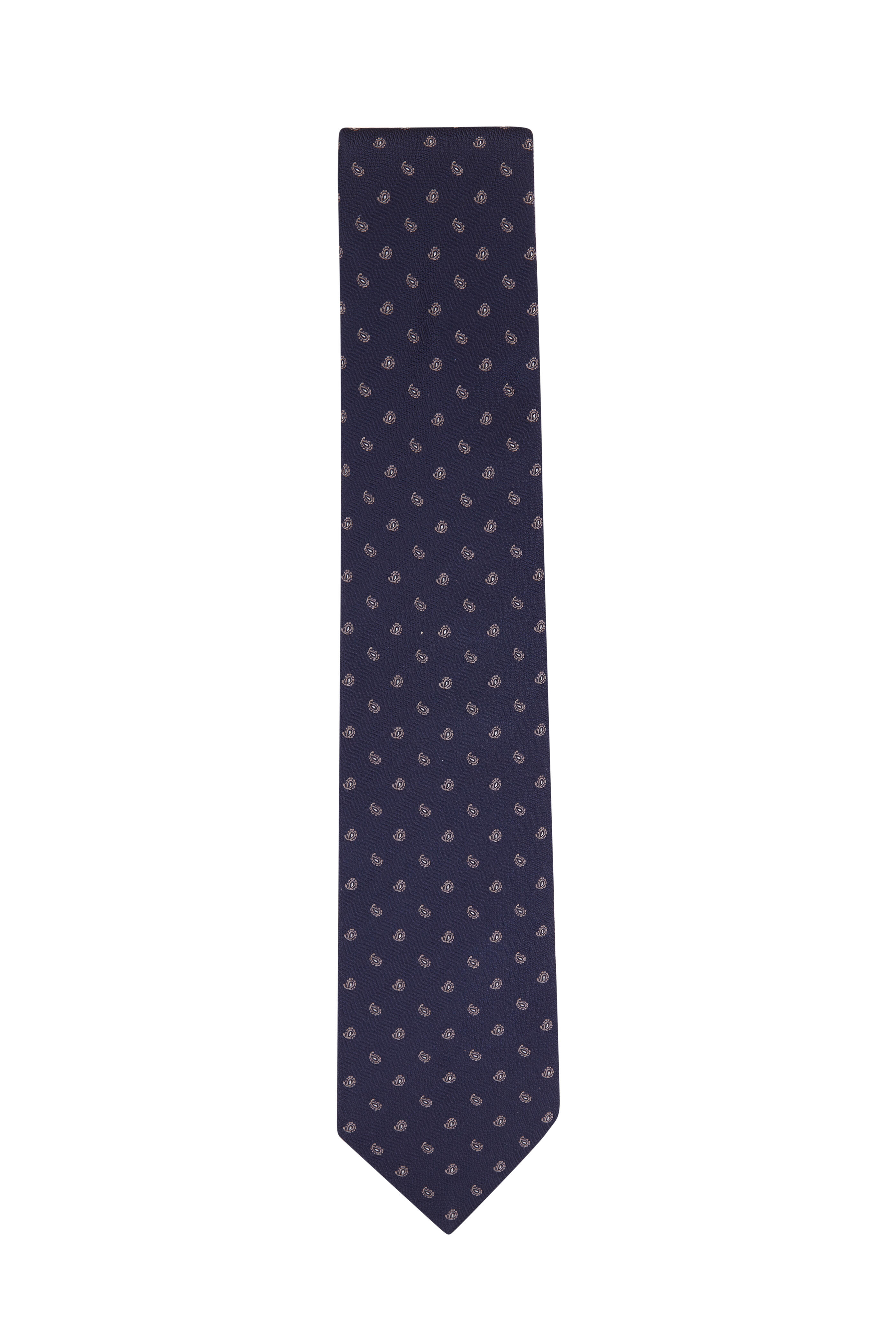 Brioni - Navy Paisley Print Silk Necktie | Mitchell Stores