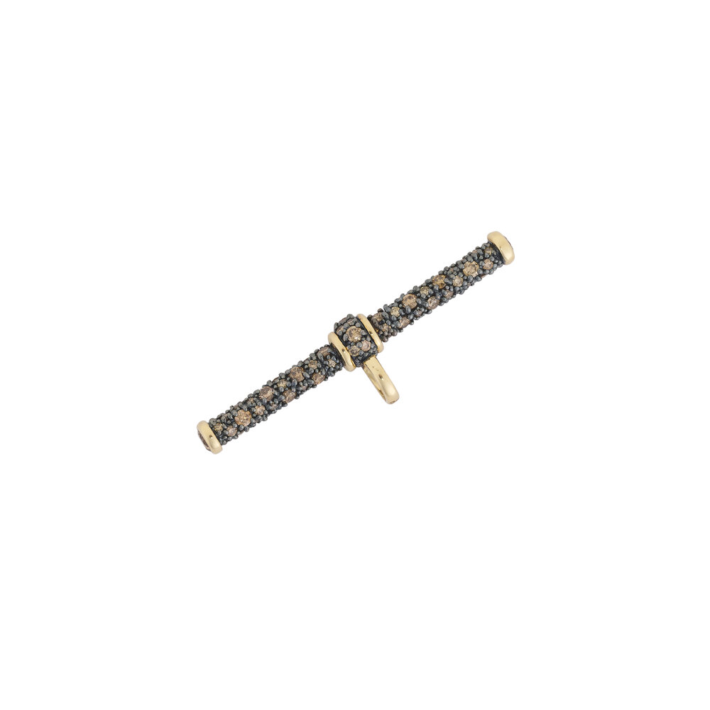 Lucy Delius - 14k Yellow Gold Cognac Diamond T Bar Pendant