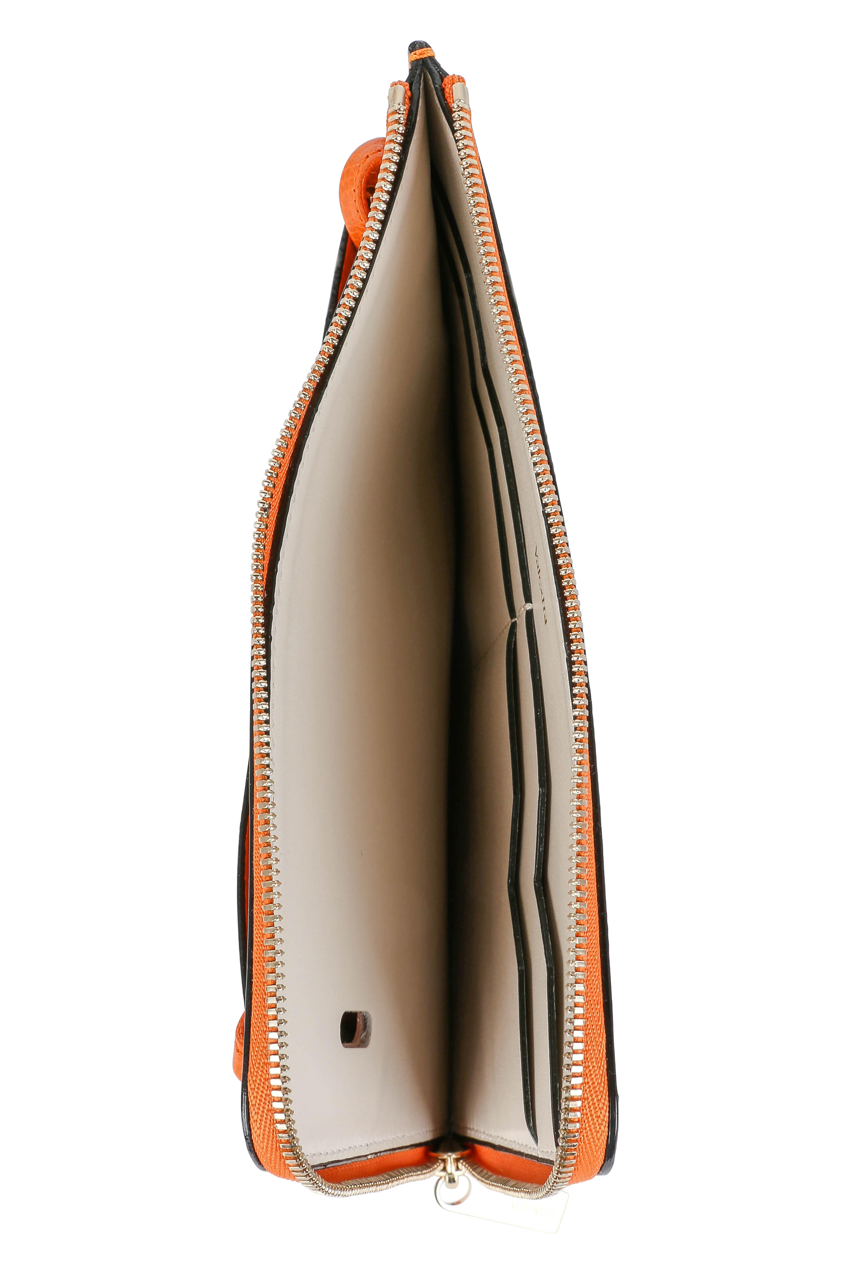 Valextra - Orange Leather Zip Pouch Crossbody | Mitchell Stores