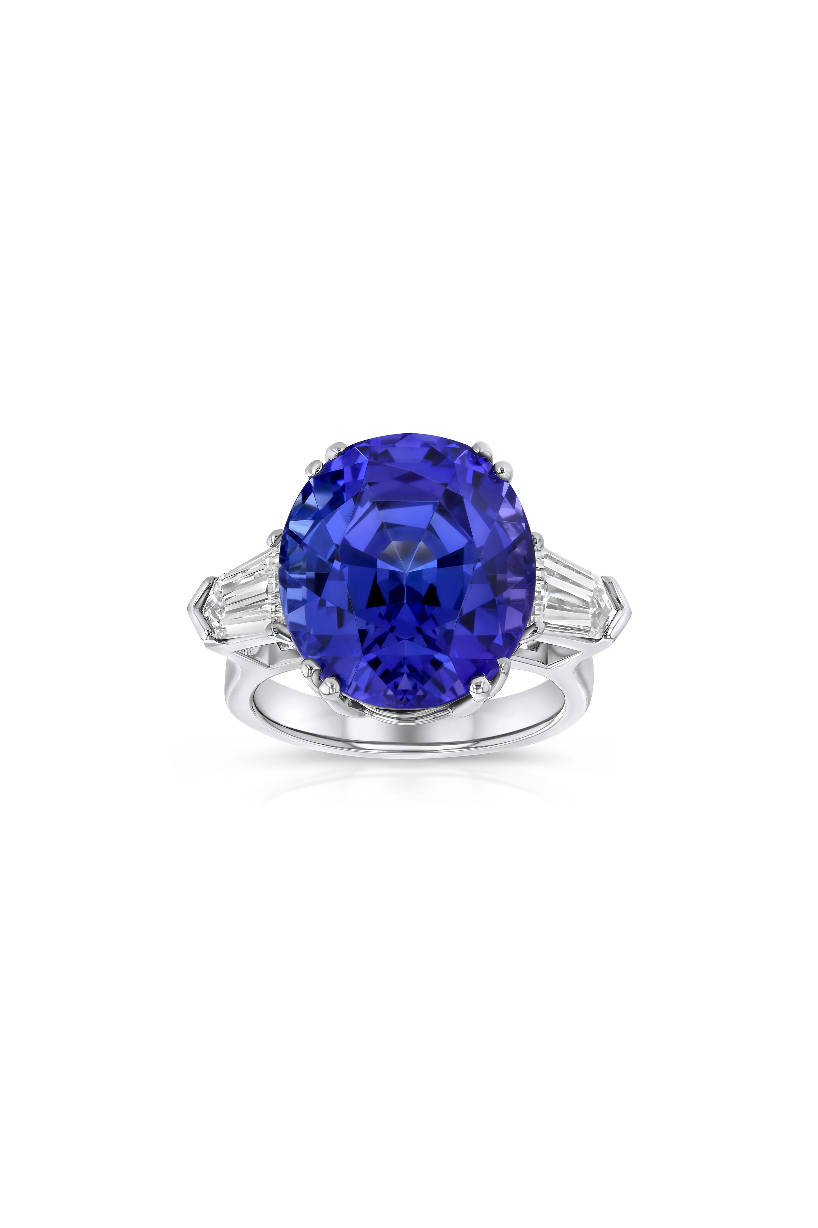 Aaron Henry - Platinum Tanzanite Shield Diamond Ring