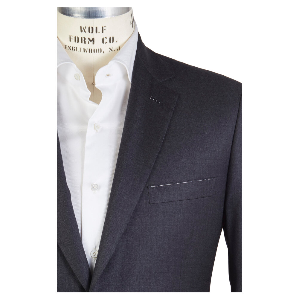 Brioni - Colosseo Solid Charcoal Gray Worsted Wool Suit