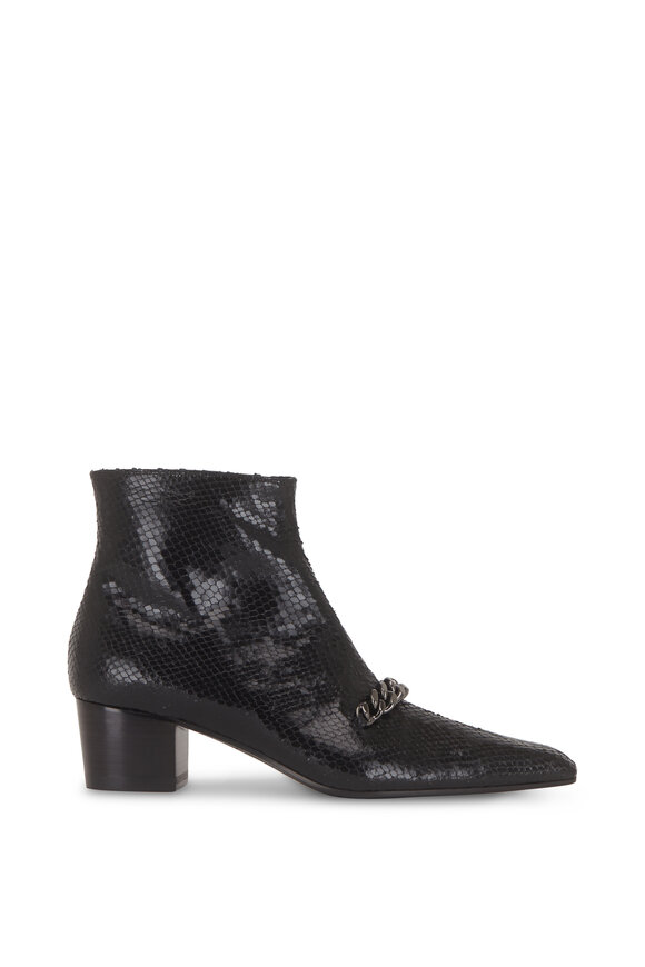 Tom Ford - Black Python Embossed Chain Ankle Boot, 45mm