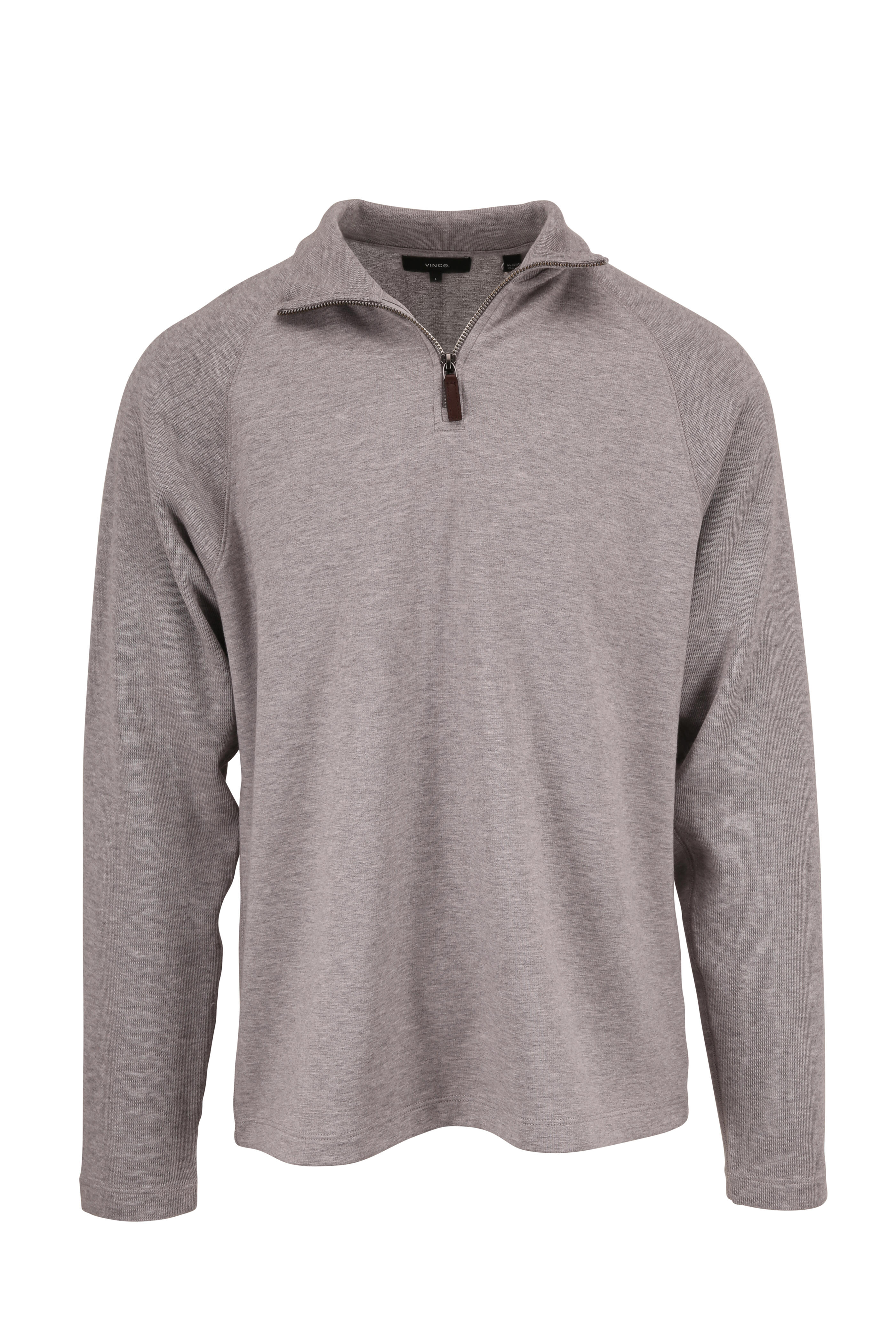 Vince - Heather Gray Quarter-Zip Raglan Sleeve Pullover