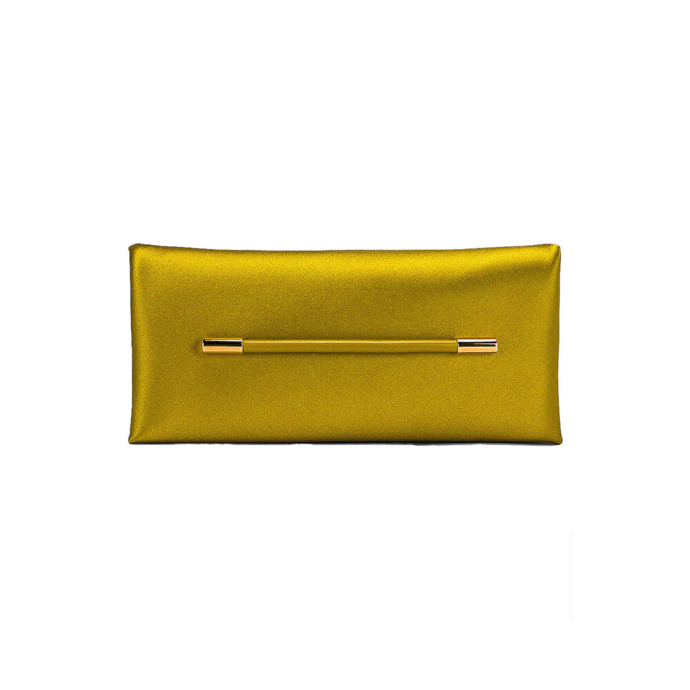 Tom Ford - Ava Satin Clutch in Chartreuse | Mitchell Stores