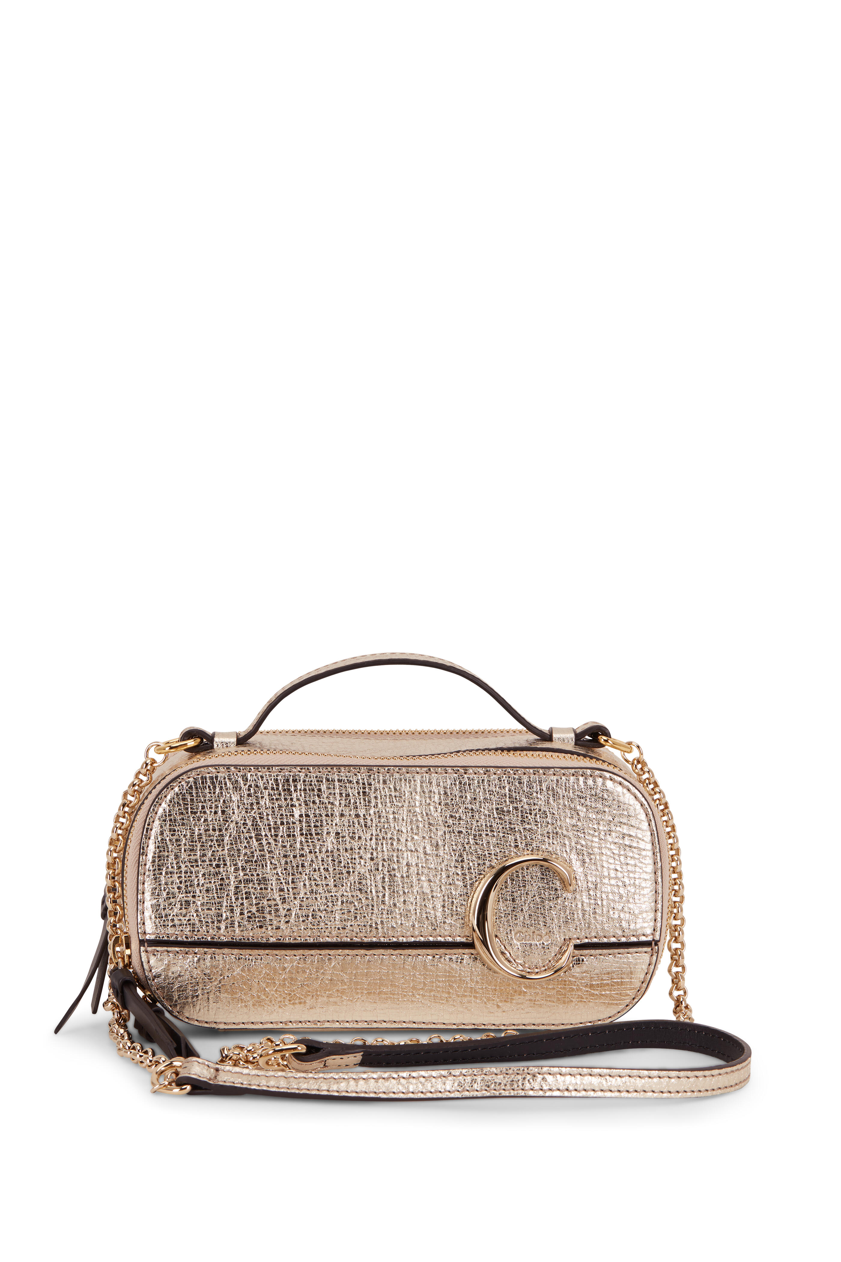 Chloé - Mini C Logo Metallic Gold Leather Crossbody